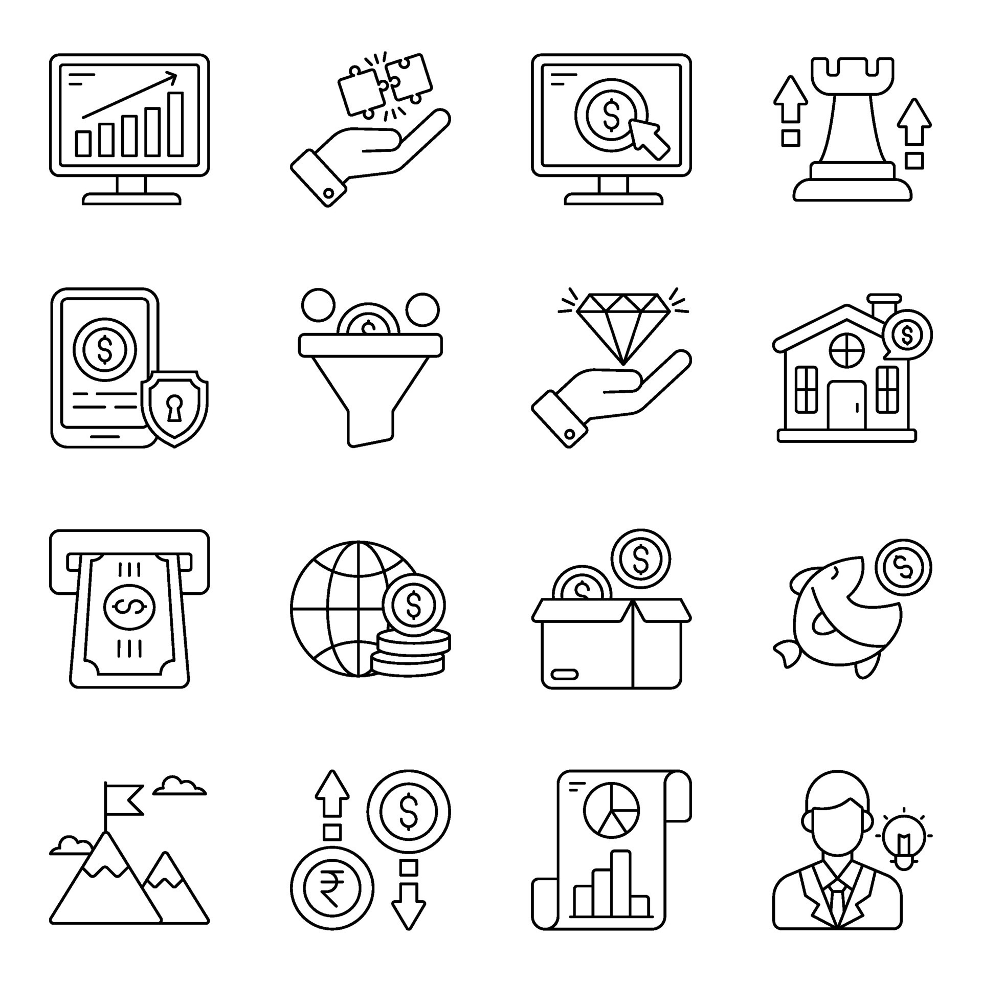 Pack of Finance Linear Icons 25392409 Vector Art at Vecteezy