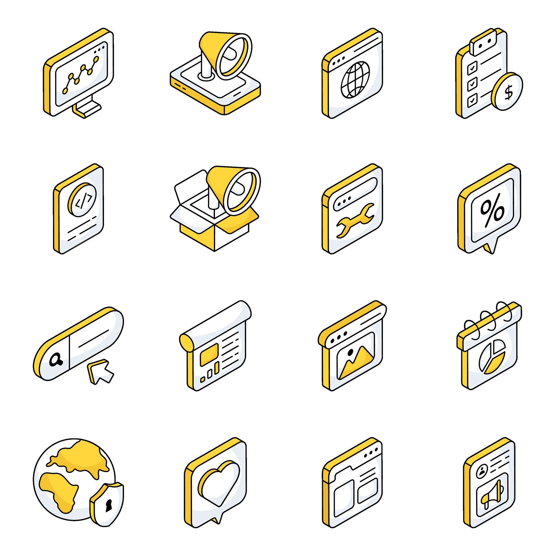 Pack of Web Flat Icons 25392606 Vector Art at Vecteezy