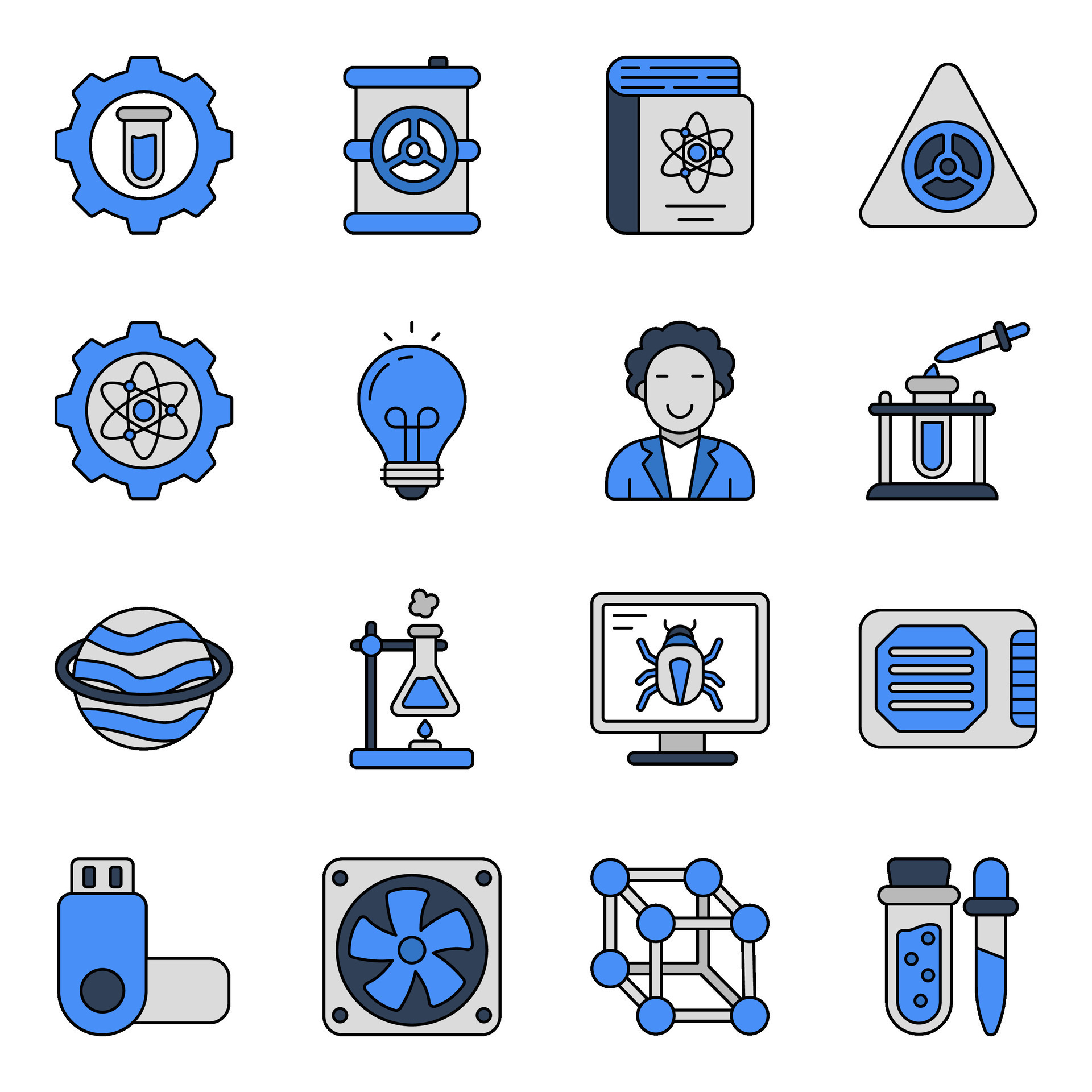 Pack of Lab Apparatus Flat Icons 25392796 Vector Art at Vecteezy