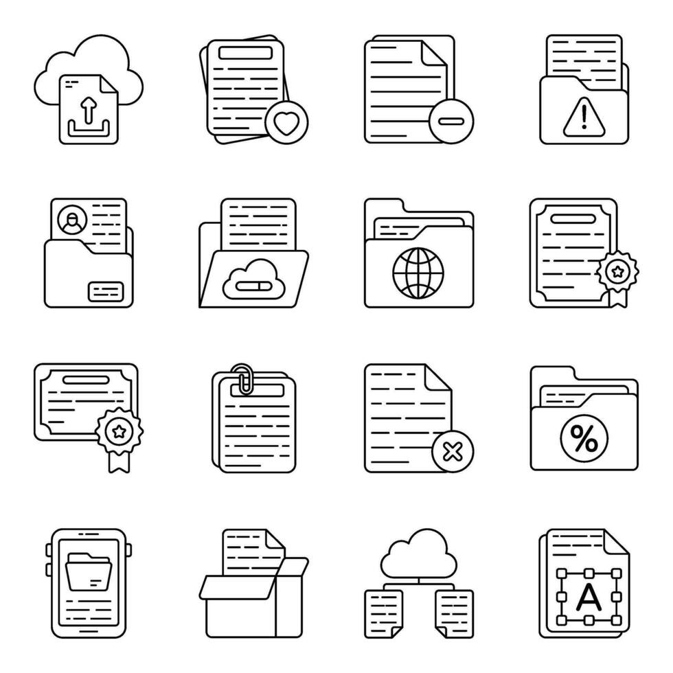 Pack of Files and Data Linear Icons 25394040 Vector Art at Vecteezy