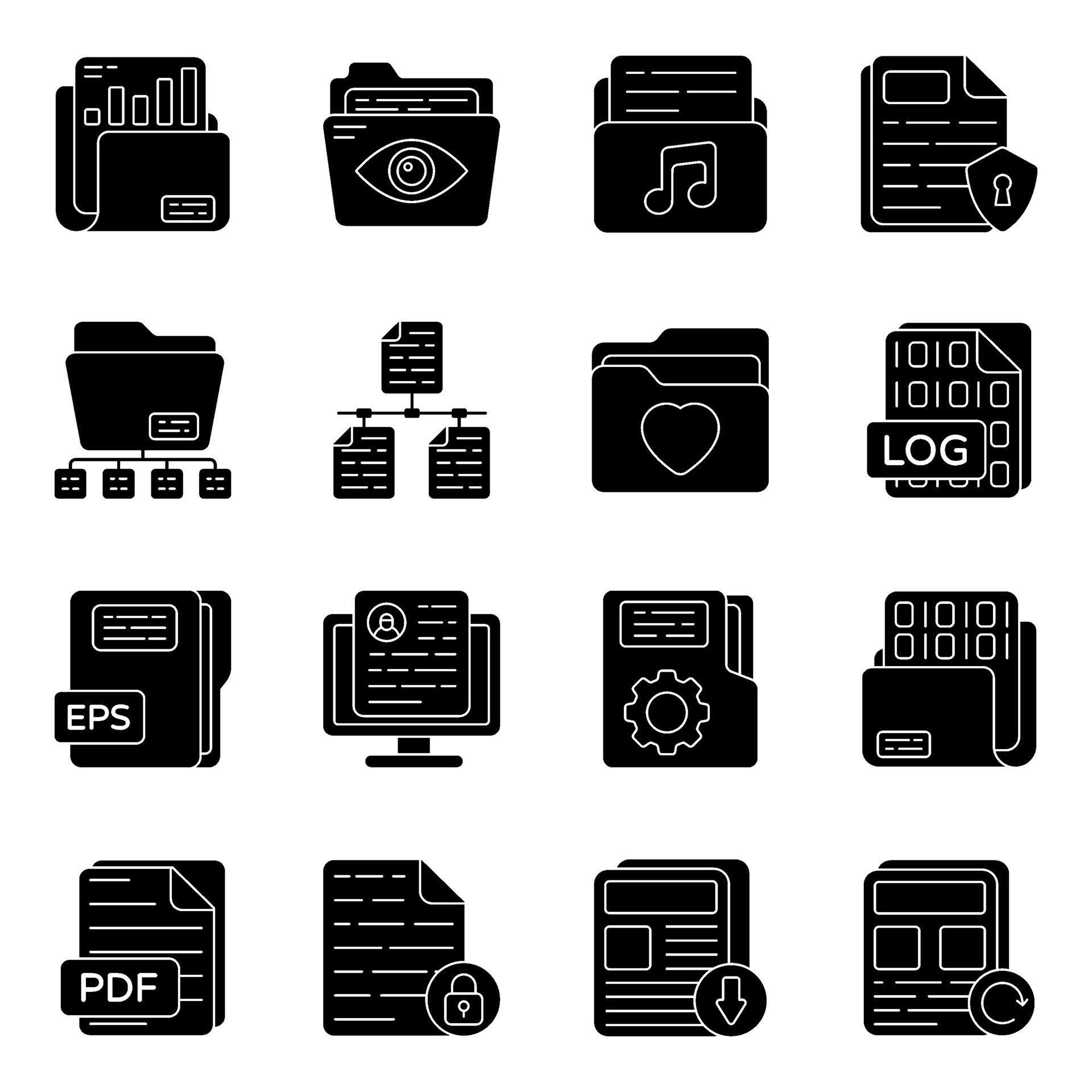 Pack of Archive Solid Icons 25394101 Vector Art at Vecteezy