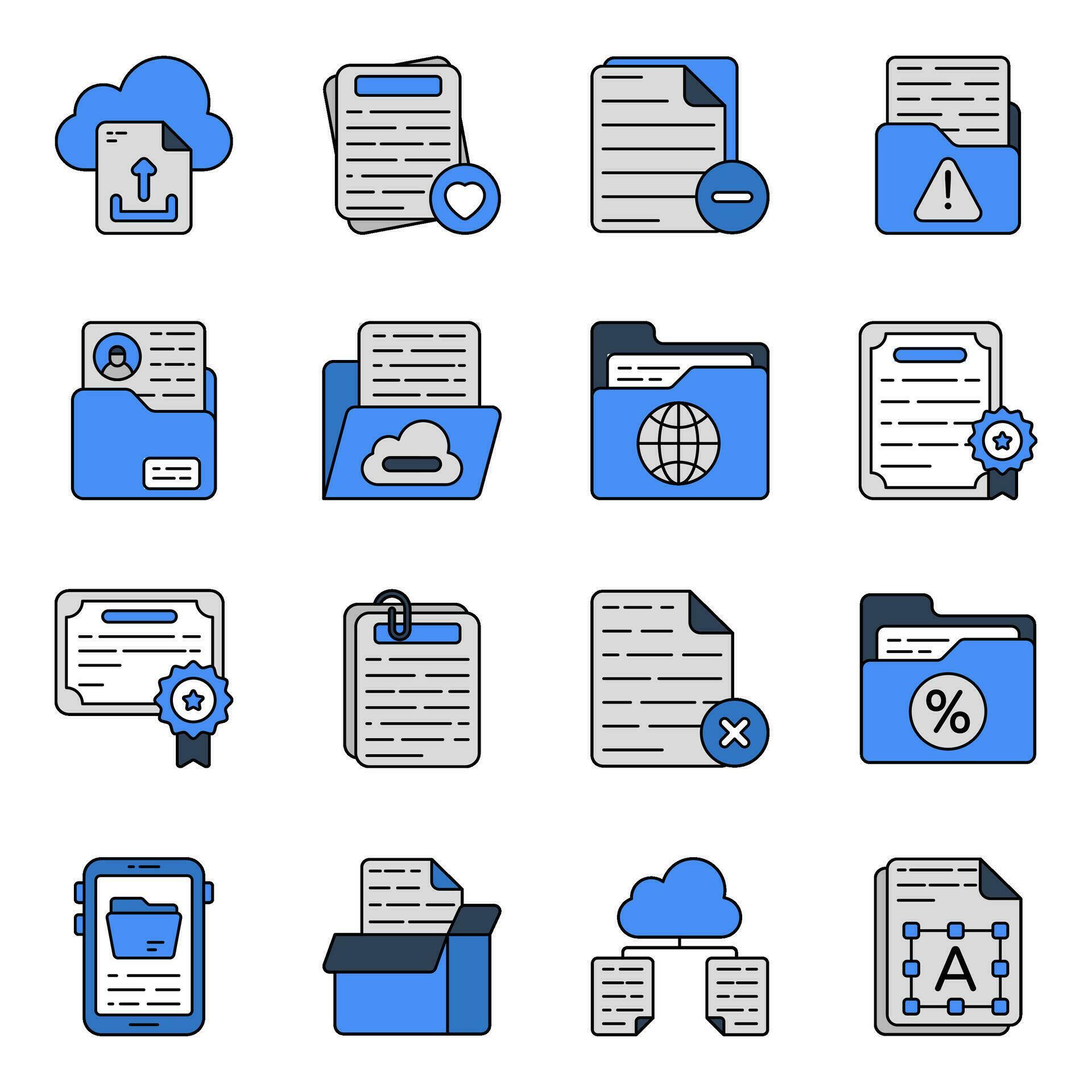 Pack of Files and Data Flat Icons 25394117 Vector Art at Vecteezy