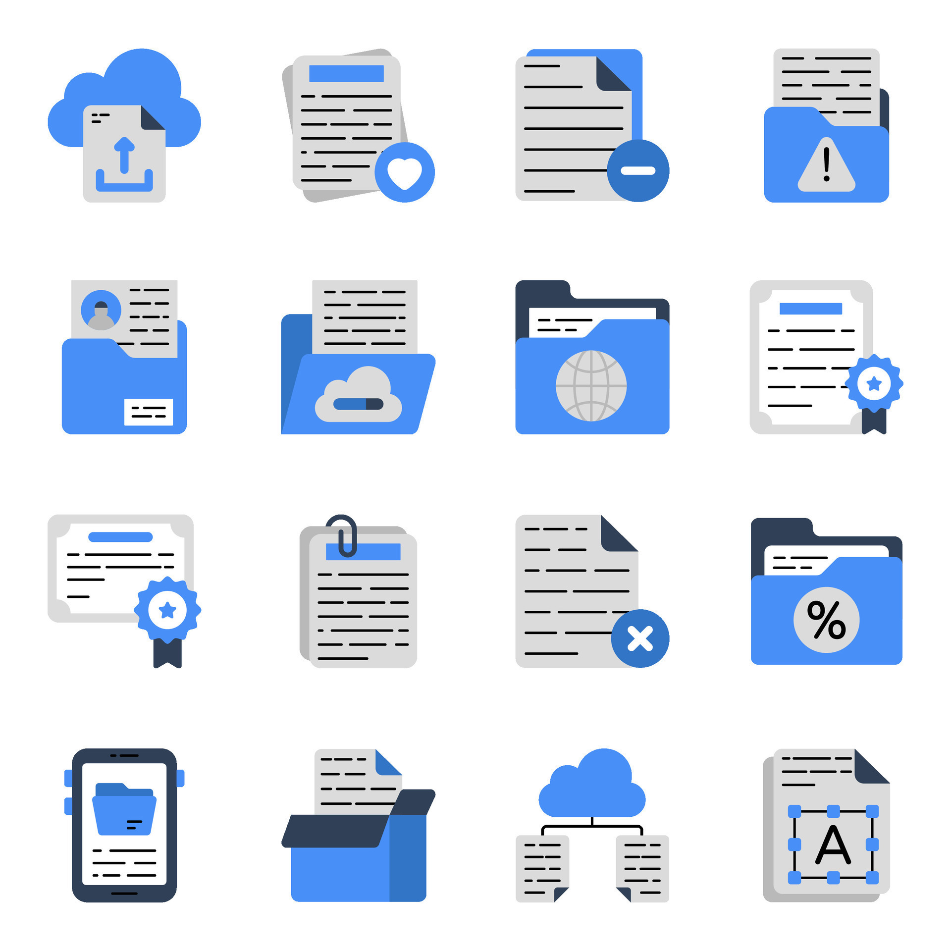 Pack of Files and Data Flat Icons 25394153 Vector Art at Vecteezy