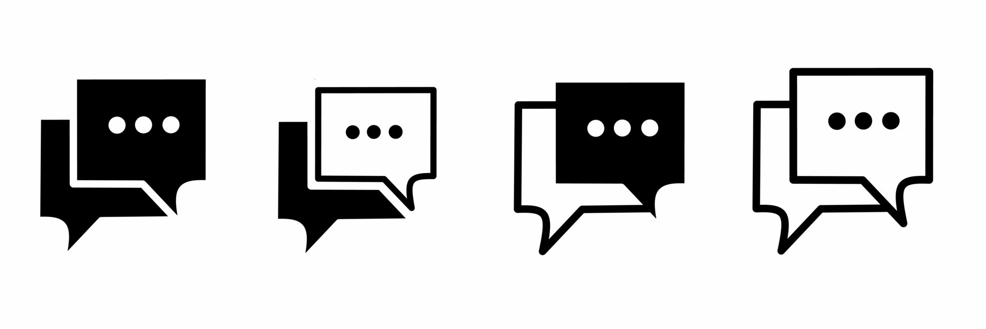 Speech bubble icon set. Speech bubble black and white illustration ...