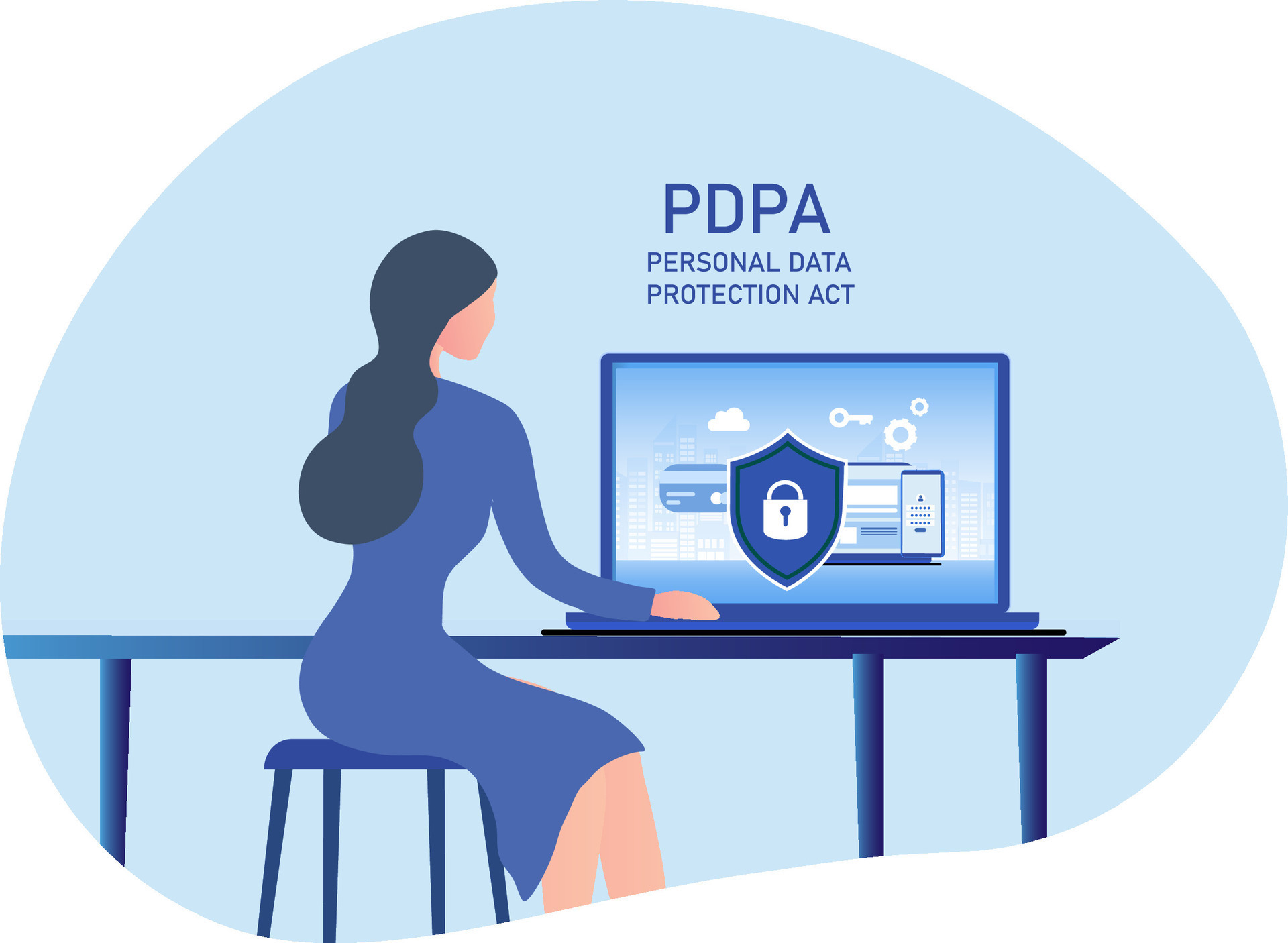 Cyber Security And Data Protection Privacy Pdpa Businesswoman Secure