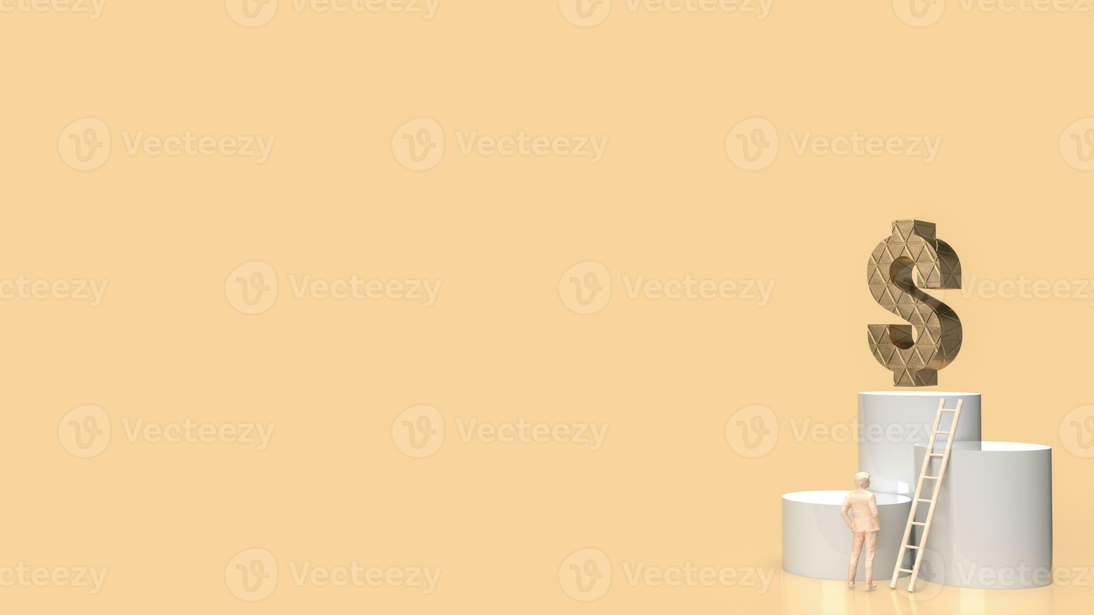 The Gold Dollar Symbol On White Podium For Business Concept 3d