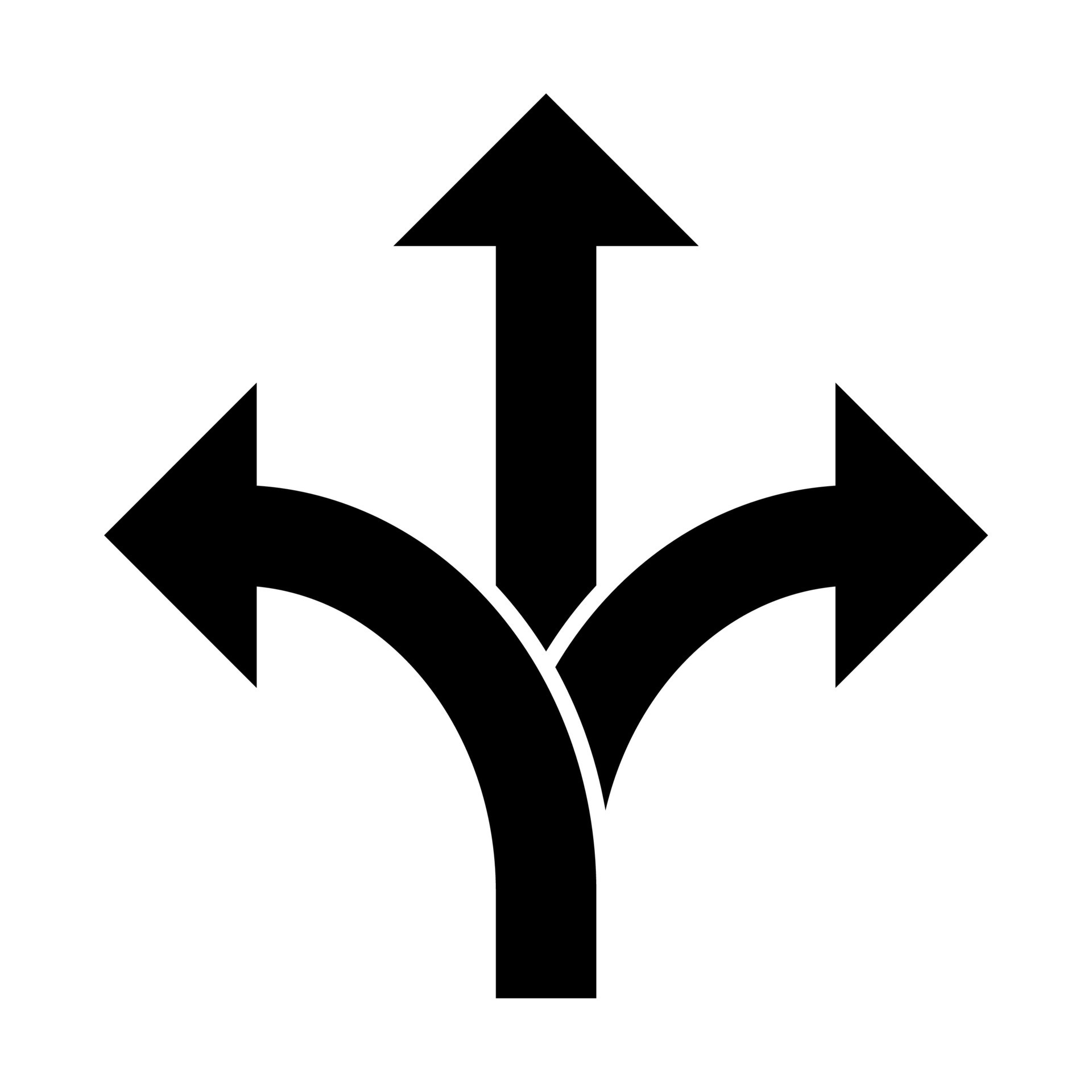 Three-way direction arrow icon vector, road direction sign for graphic ... Three-way direction arrow icon vector, road direction sign for graphic ...