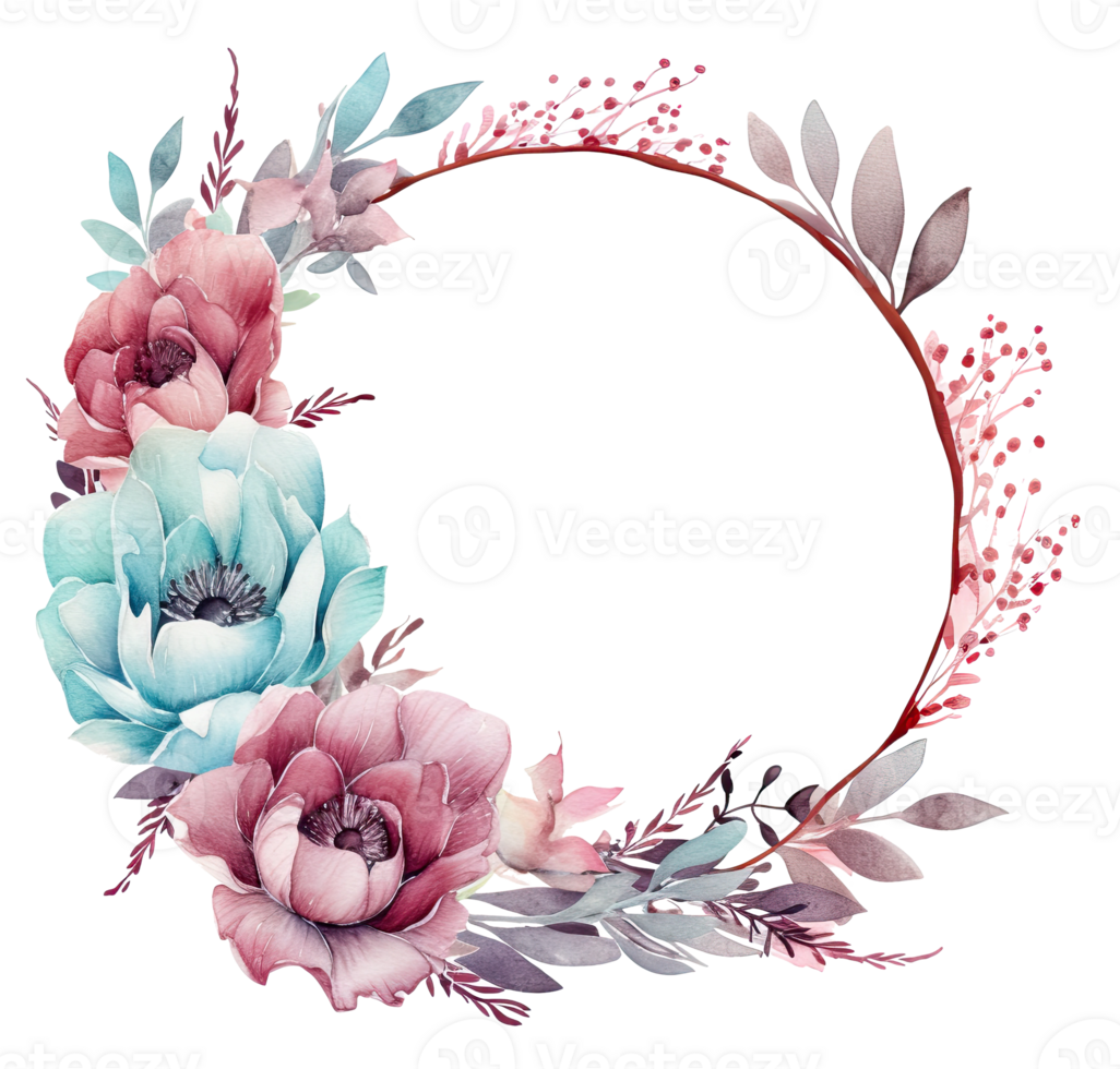 Watercolor Floral Frame Illustration 25400625 Png