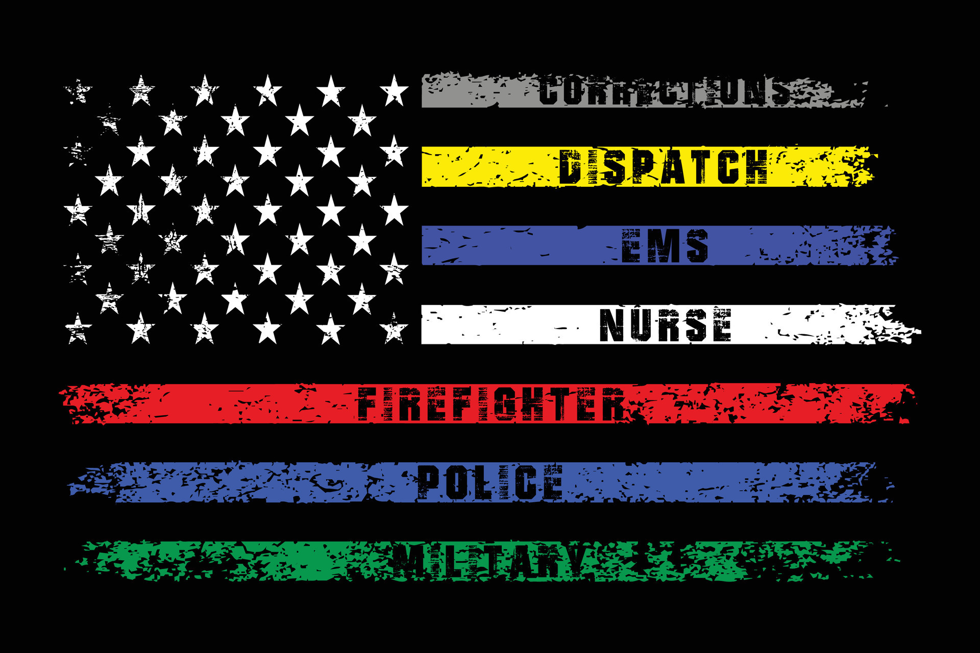 Nurse Ems Police Firefighter Military Dispatch Corrections Flag Design 25400661 Vector Art at ...