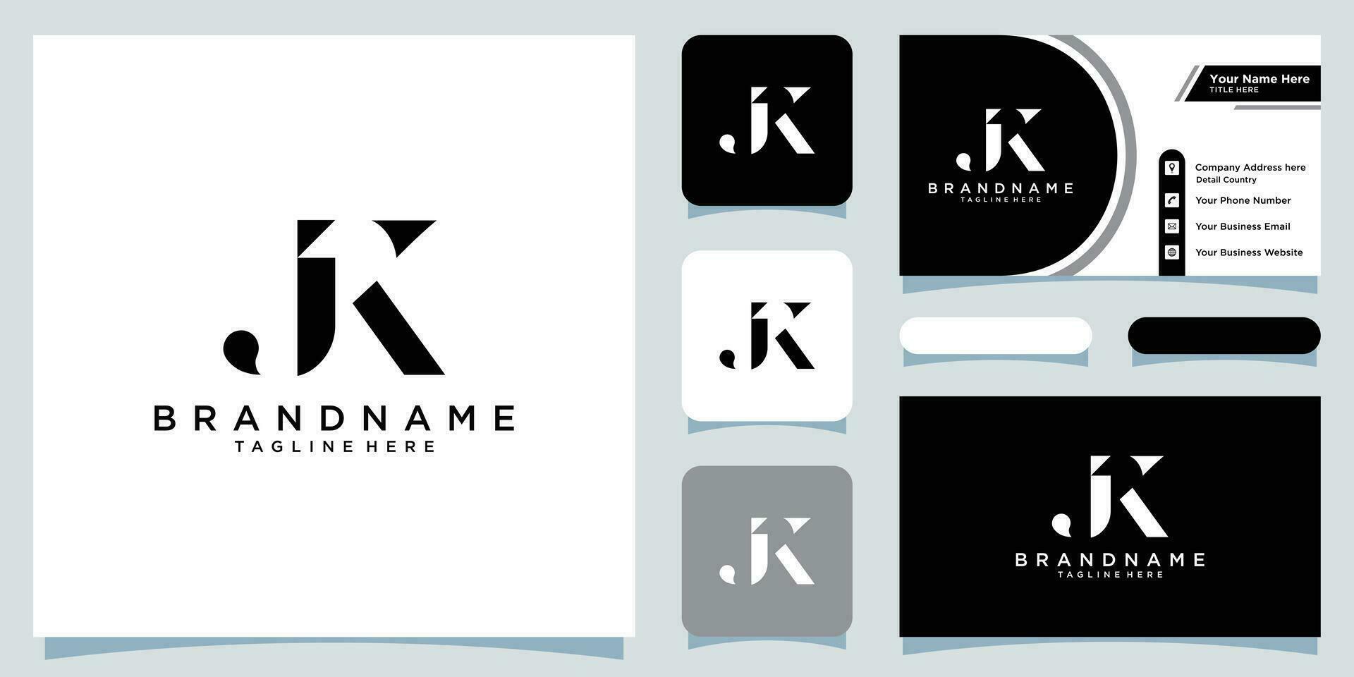 Initial Letter JK Logo Design vector Template with business card design Premium Vector 25400800 ...