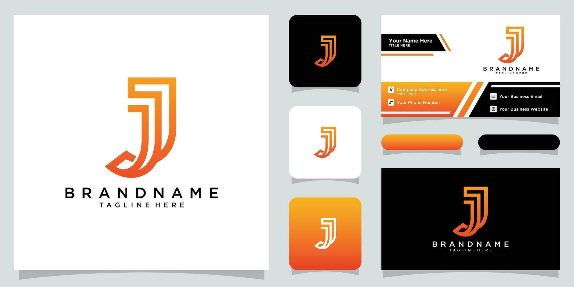 Alphabet letters Initials Monogram logo J or JJ with business card design Premium Vector ...