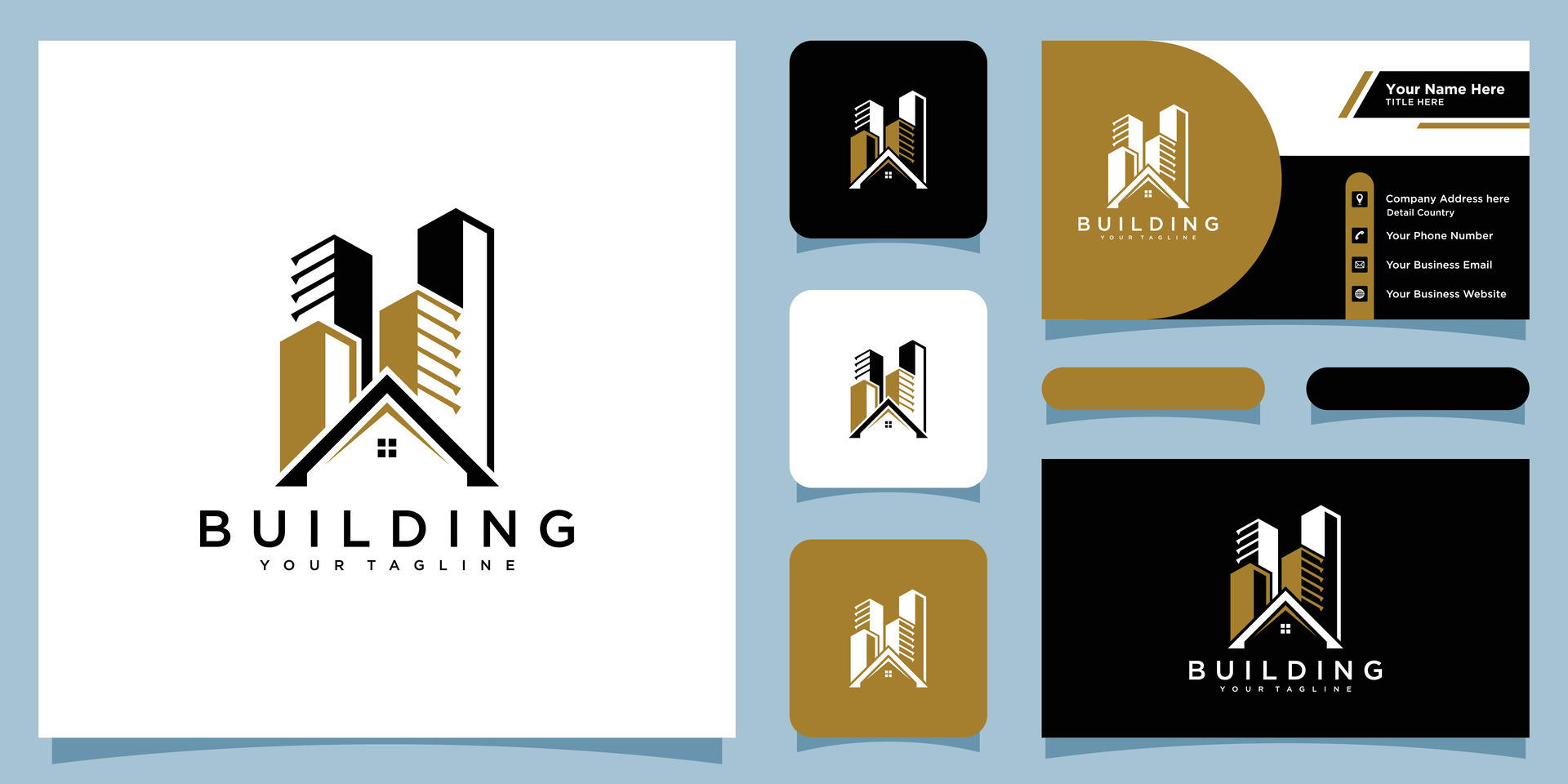 Real estate logo, vector icon designs with business card design Premium ...