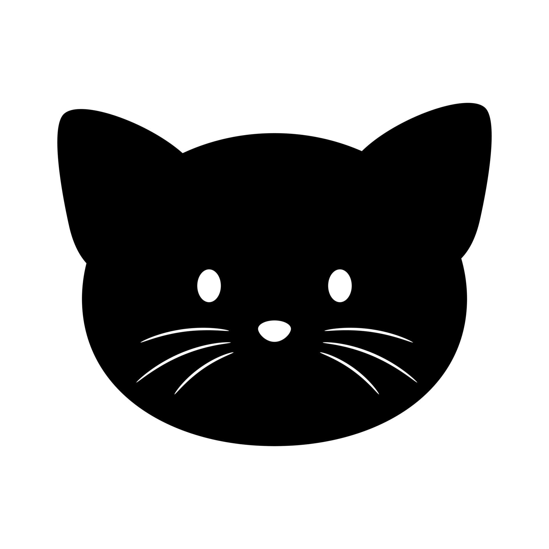 Linda Gato Cabeza Vector Icono Dibujos Animados Silueta Logo Aislado