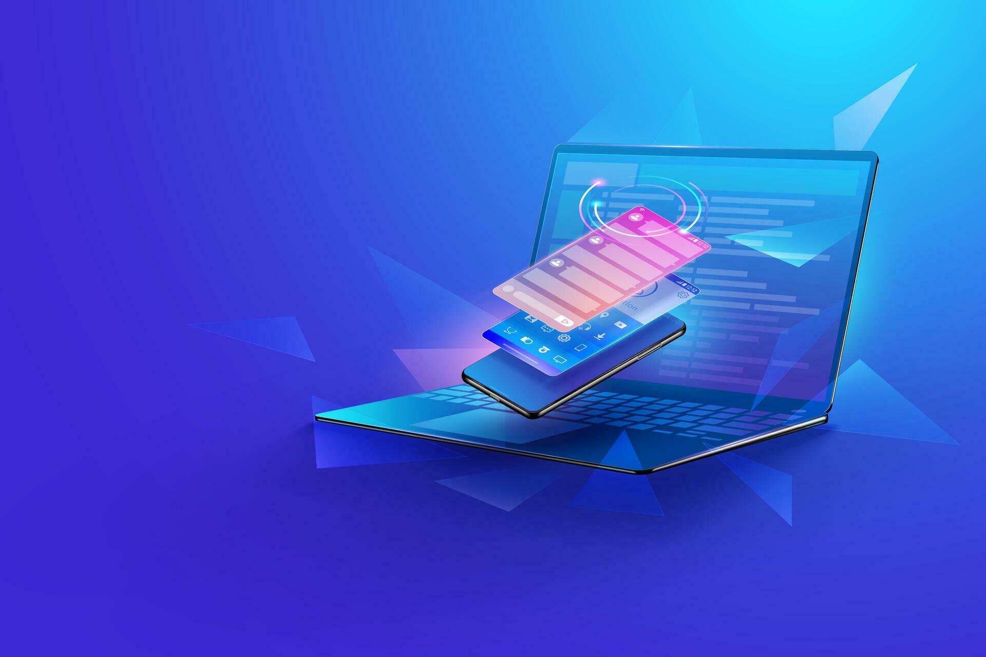 Mobile applications development concept. Isometric smartphone with ...