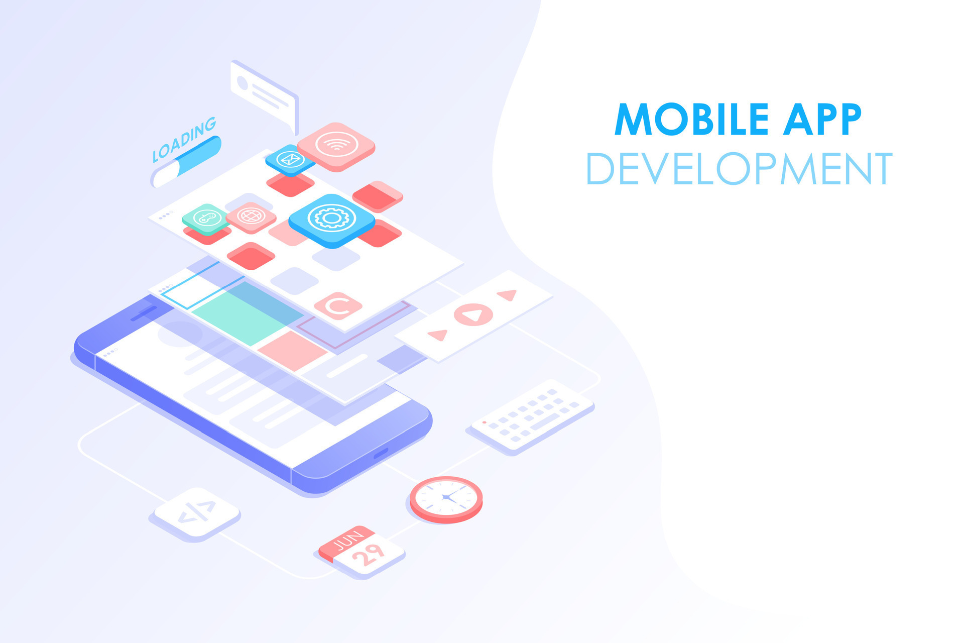 Mobile App Development And Web Design Isometric Concept App Testing And Layered User Interface