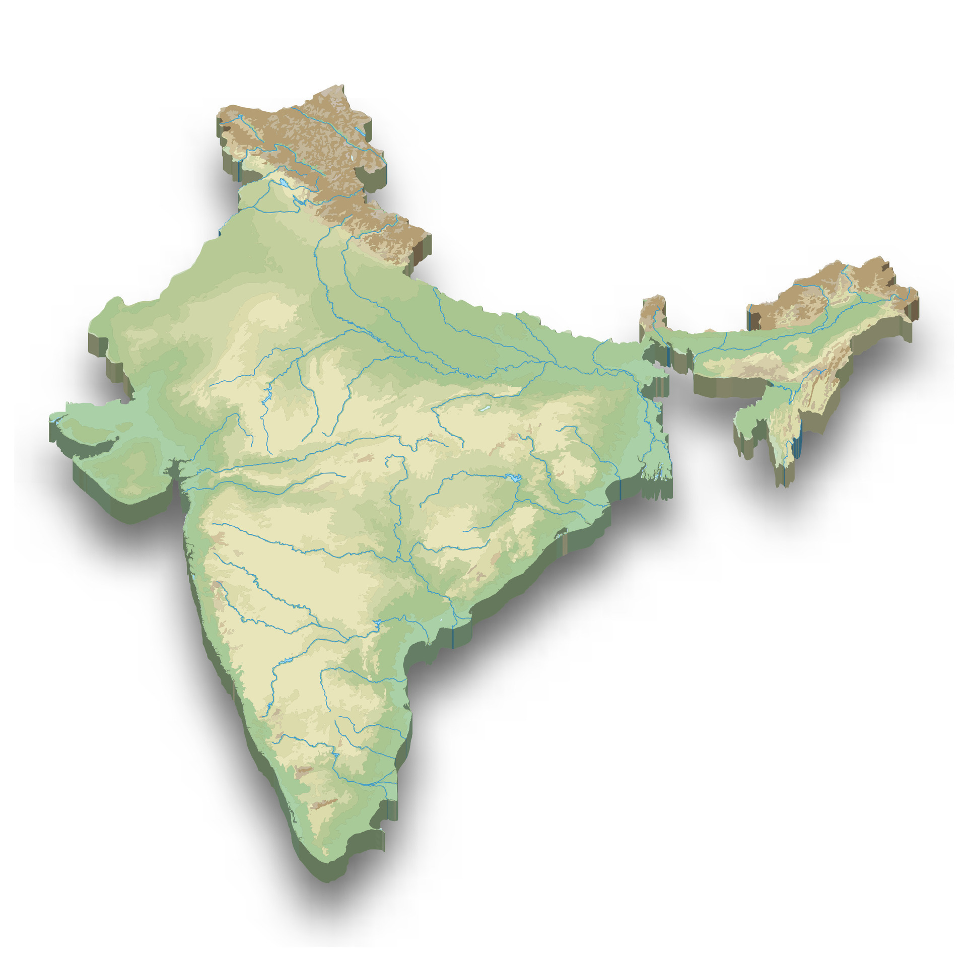 3d isometric relief map of India 25406498 Vector Art at Vecteezy