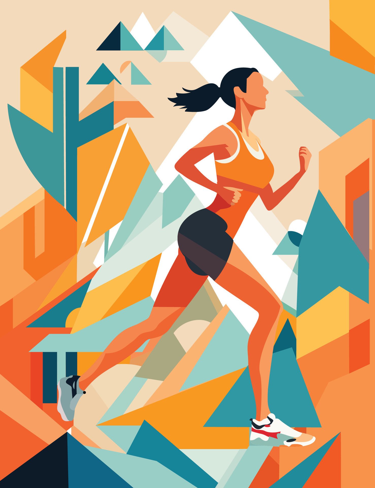 Wellness topic,exercise themes,Running woman, vector illustration 25407621 Vector Art at Vecteezy
