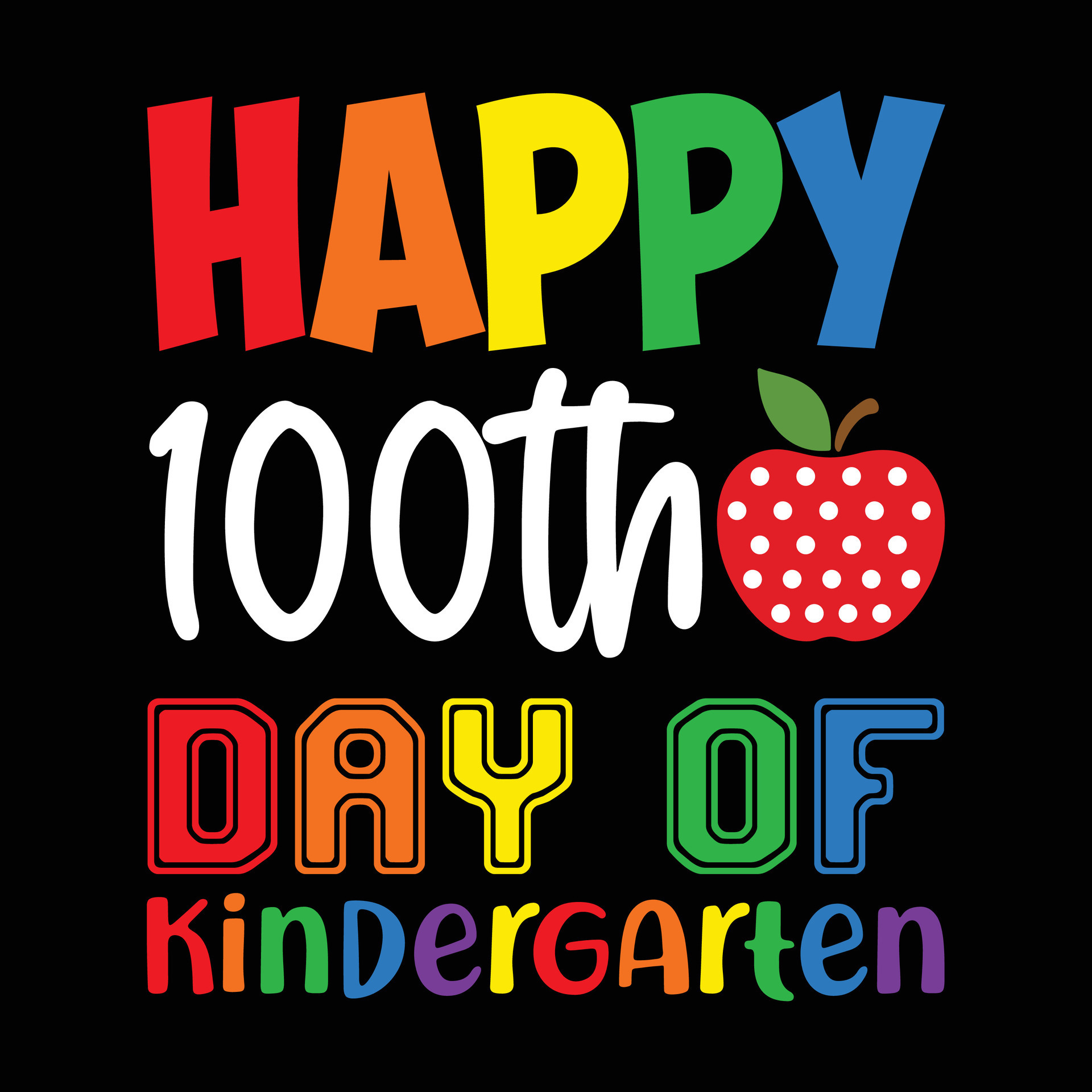 Happy 100th day of kindergarten, back to school 25407897 Vector Art at ...