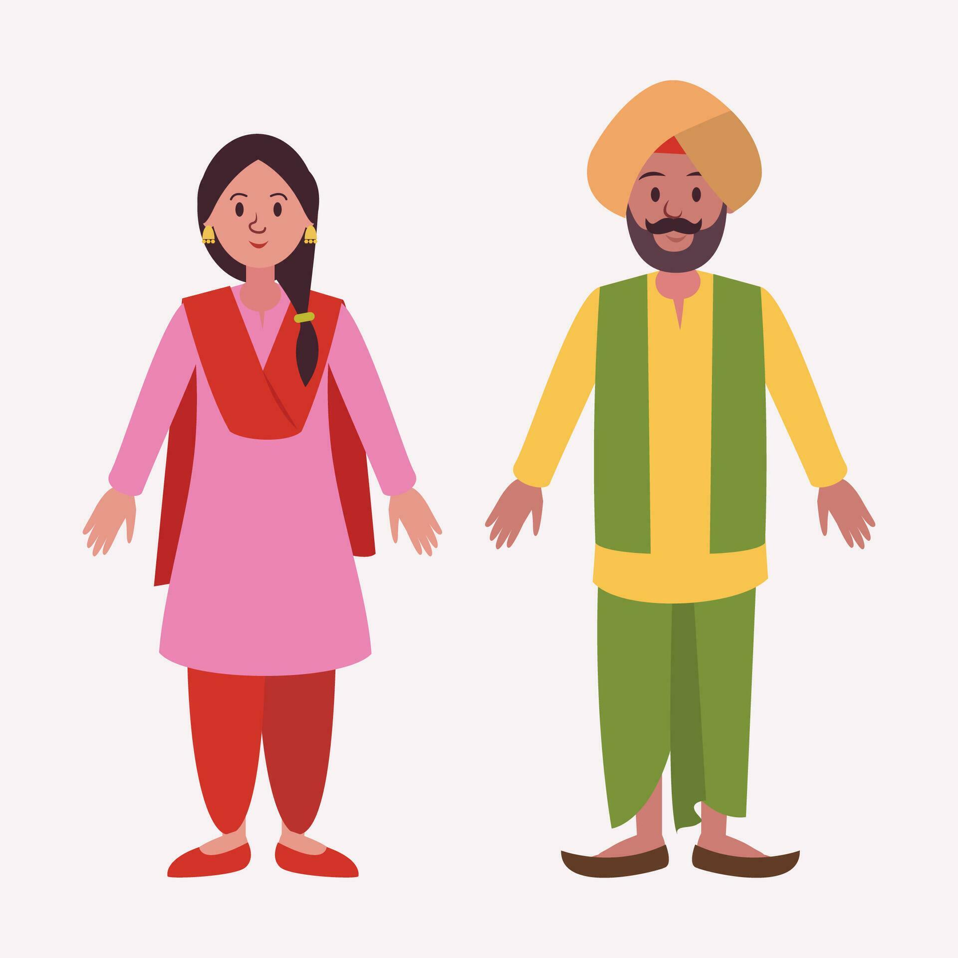 Vector Illustration Of Indian Punjabi Couple Character 25409362 Vector Art At Vecteezy