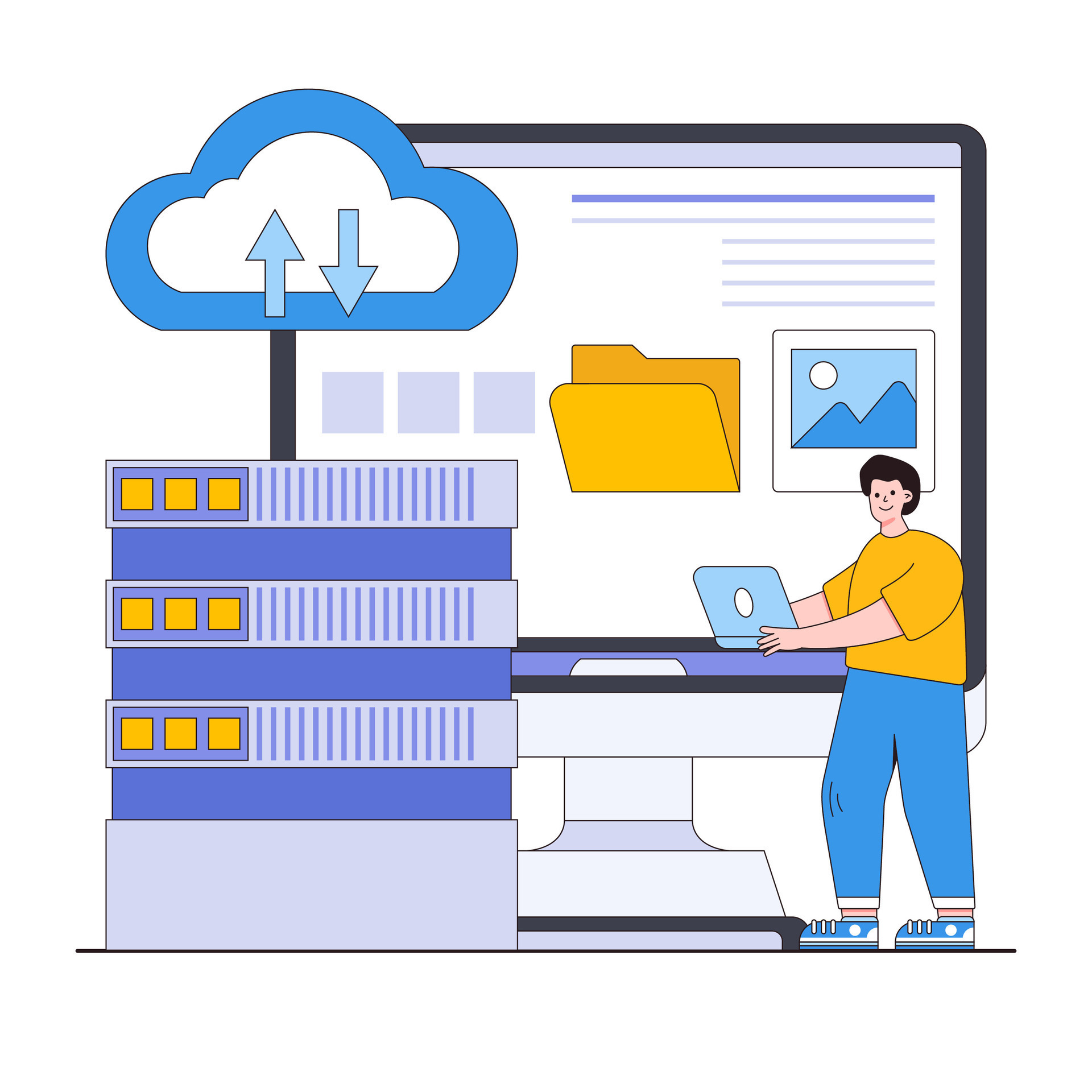 Data Backup And Recovery Vector Illustration Concept With Characters Automated Backups