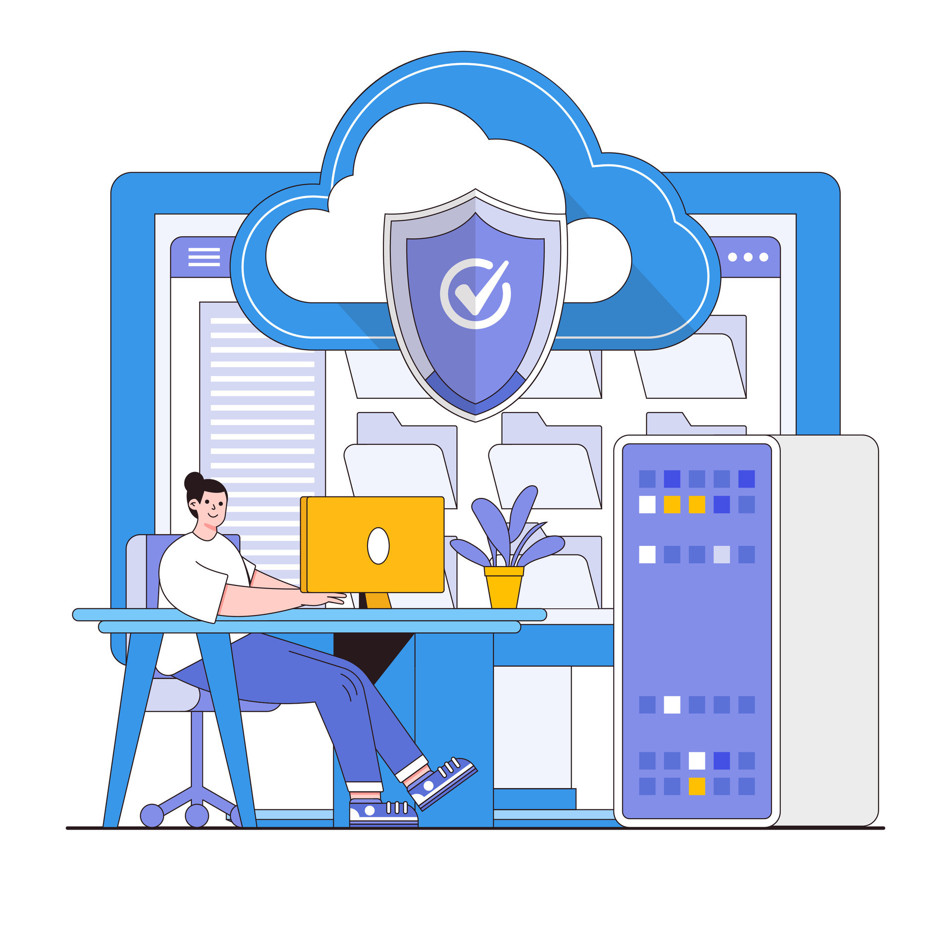 Cybersecurity Solutions Vector Illustration Concept With Characters Security Software Threat