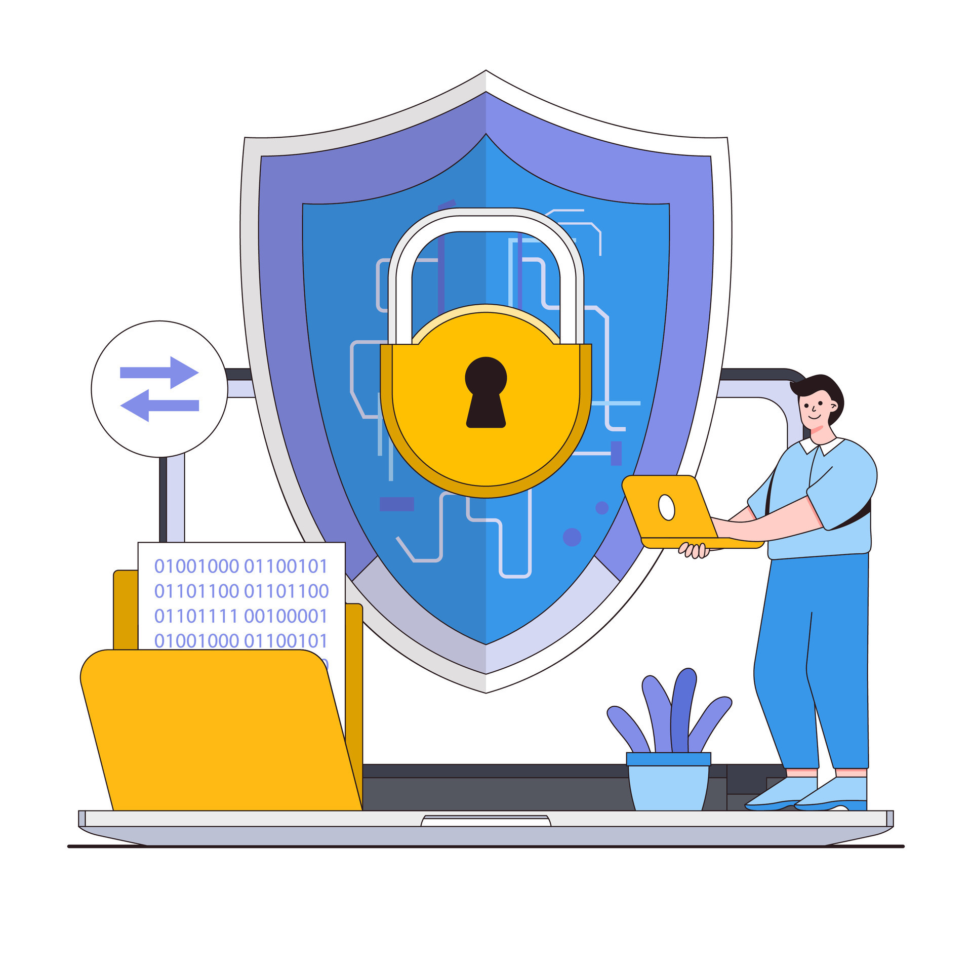 Data Encryption Vector Illustration Concept With Characters Secure Data Transfer Encryption