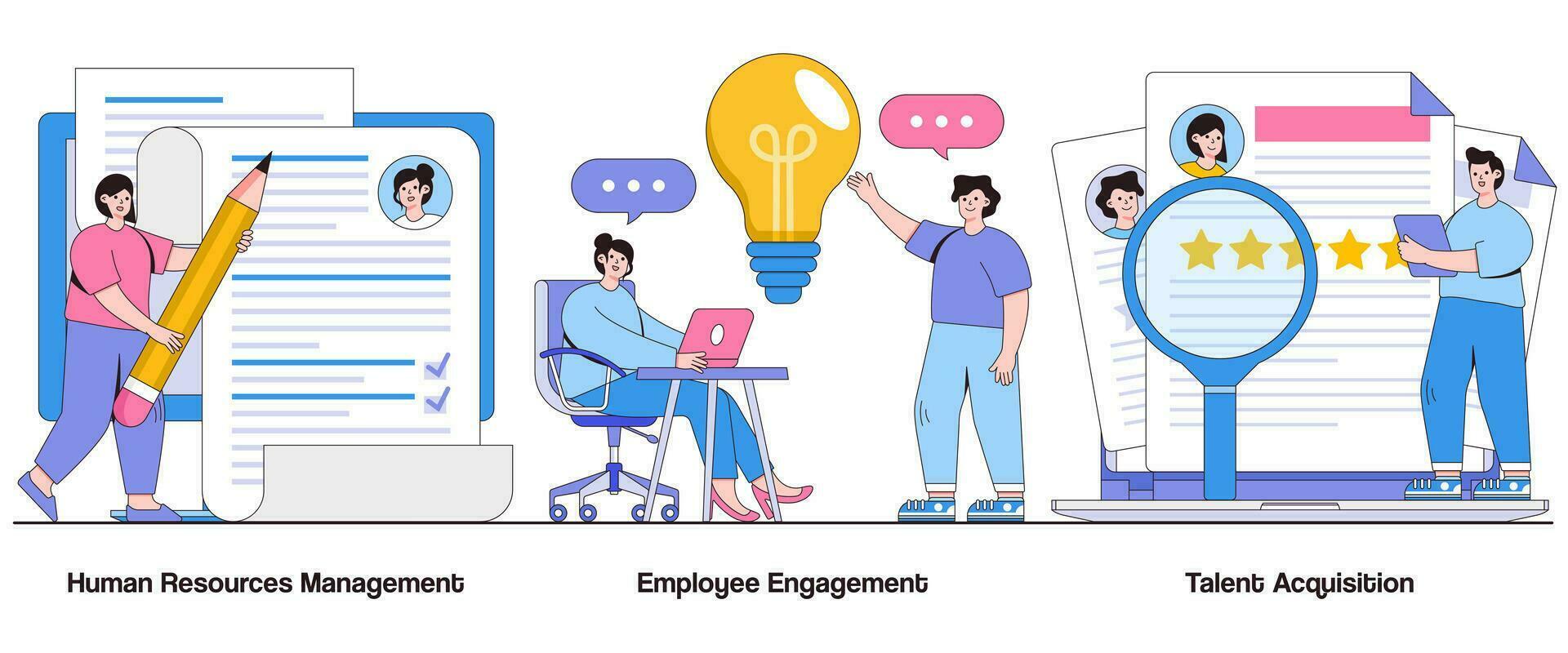 Human Resources Management, Employee Engagement, Talent Acquisition Concept with Character ...