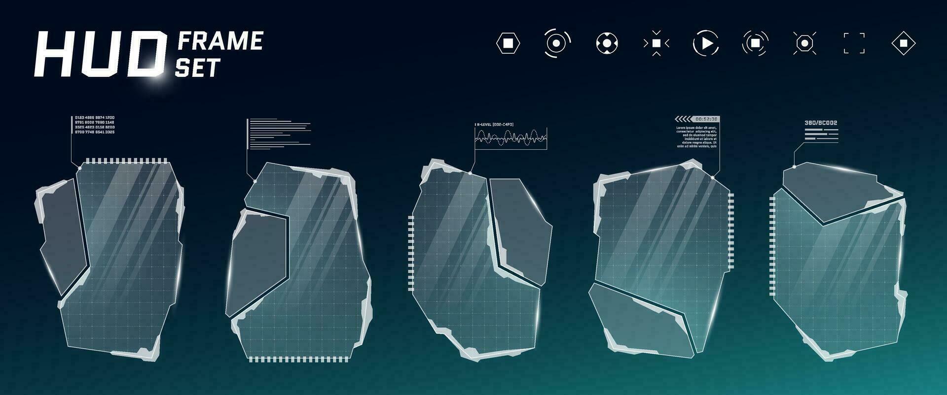 Hud Digital Futuristic User Interface Frame Set Sci Fi High Tech
