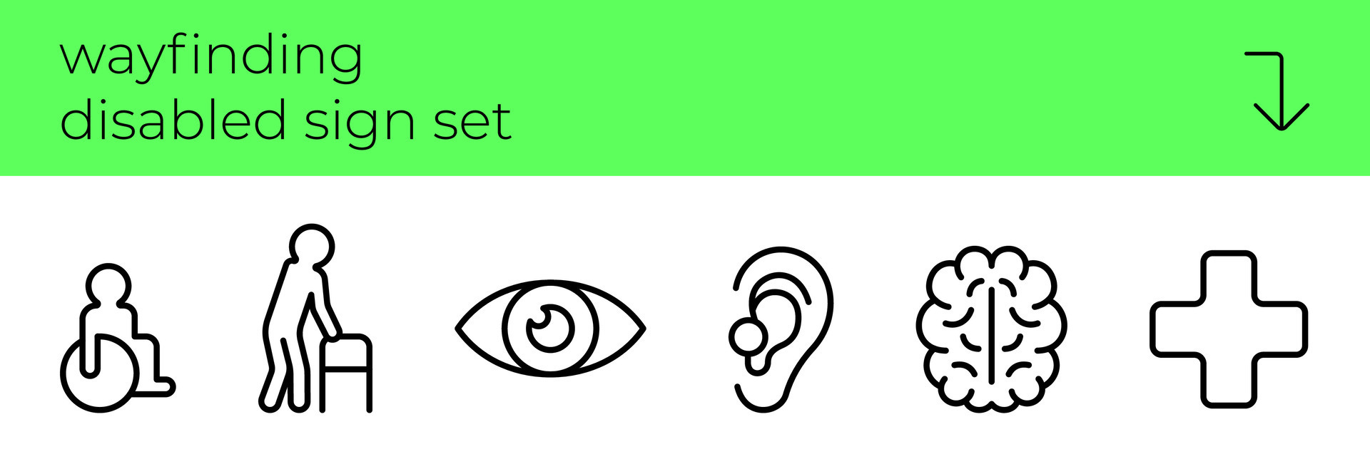 Wayfinding Icons Disabled Sign Set Way Finding Symbols Accessible