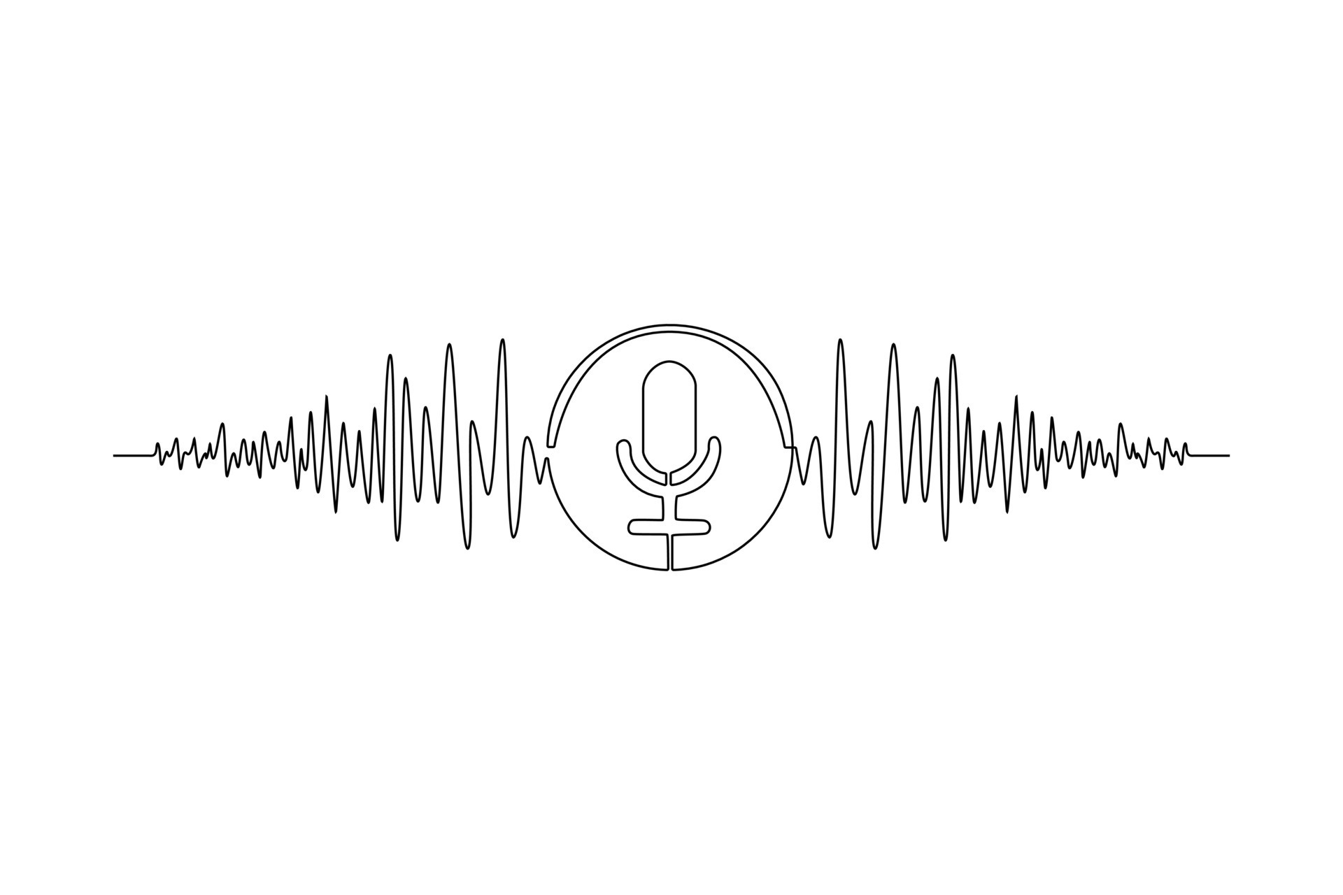 Single One Line Drawing Speech Recognition Device Concept Voiceover Continuous Line Draw