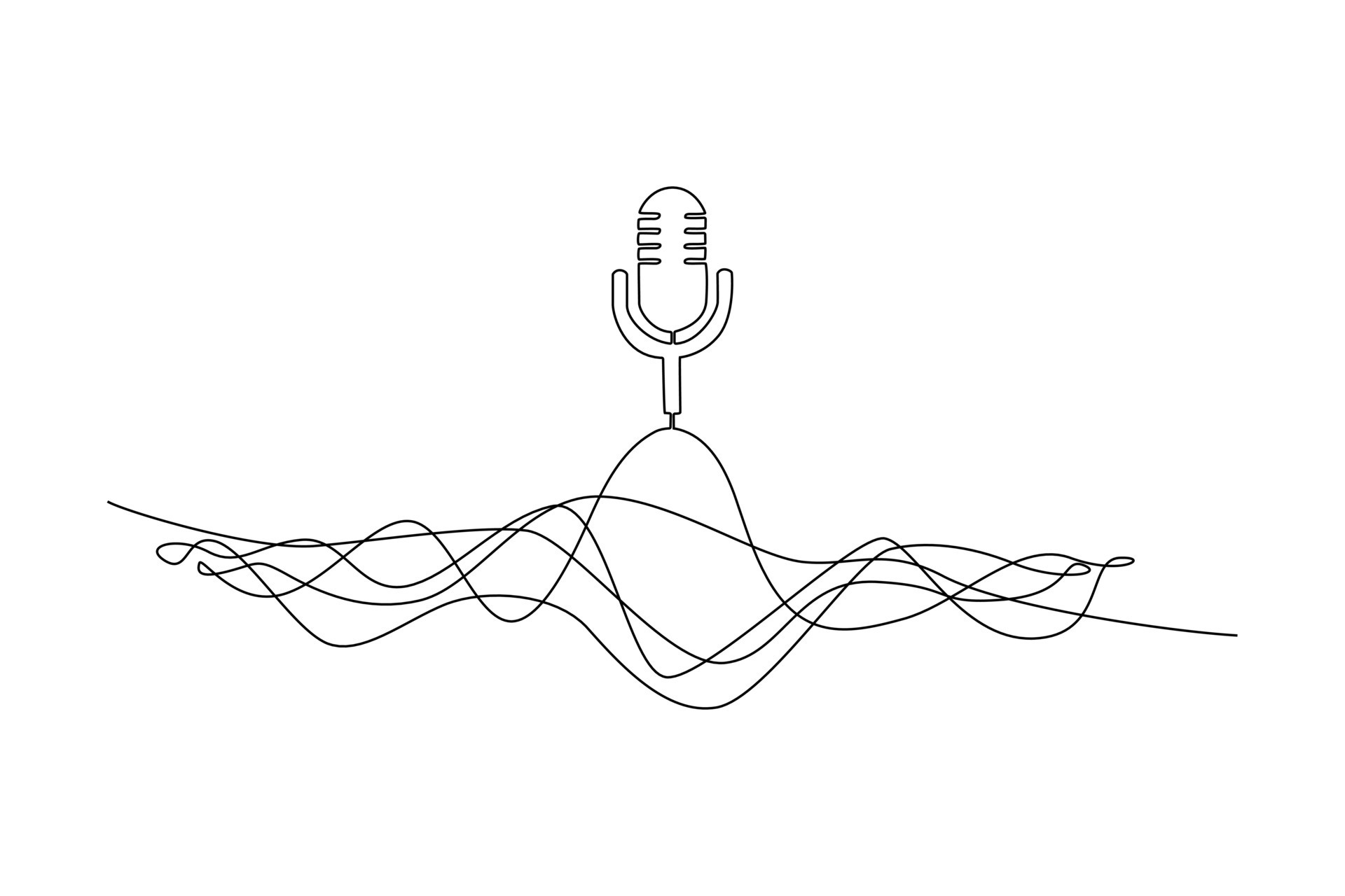 Single One Line Drawing Speech Recognition Device Concept Voiceover Continuous Line Draw