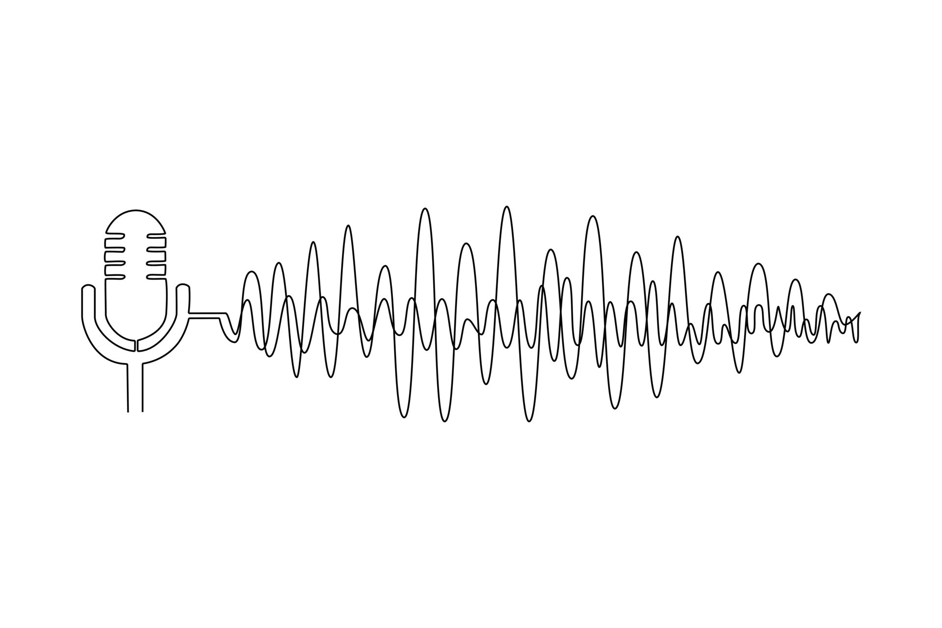 Single One Line Drawing Speech Recognition Device Concept Voiceover Continuous Line Draw
