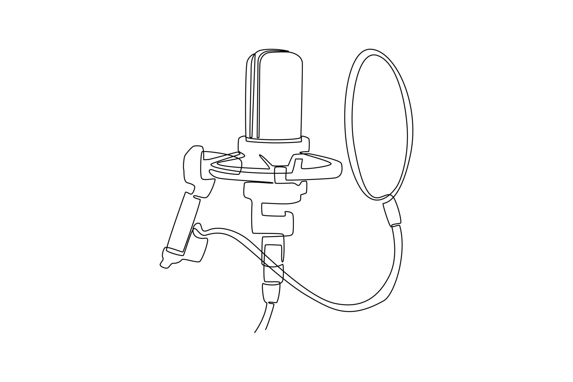 Single One Line Drawing Speech Recognition Device Concept Voiceover Continuous Line Draw