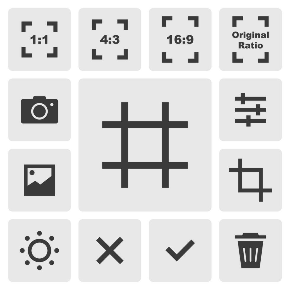 Grid icon vector design. Simple set of smartphone camera app icons ...