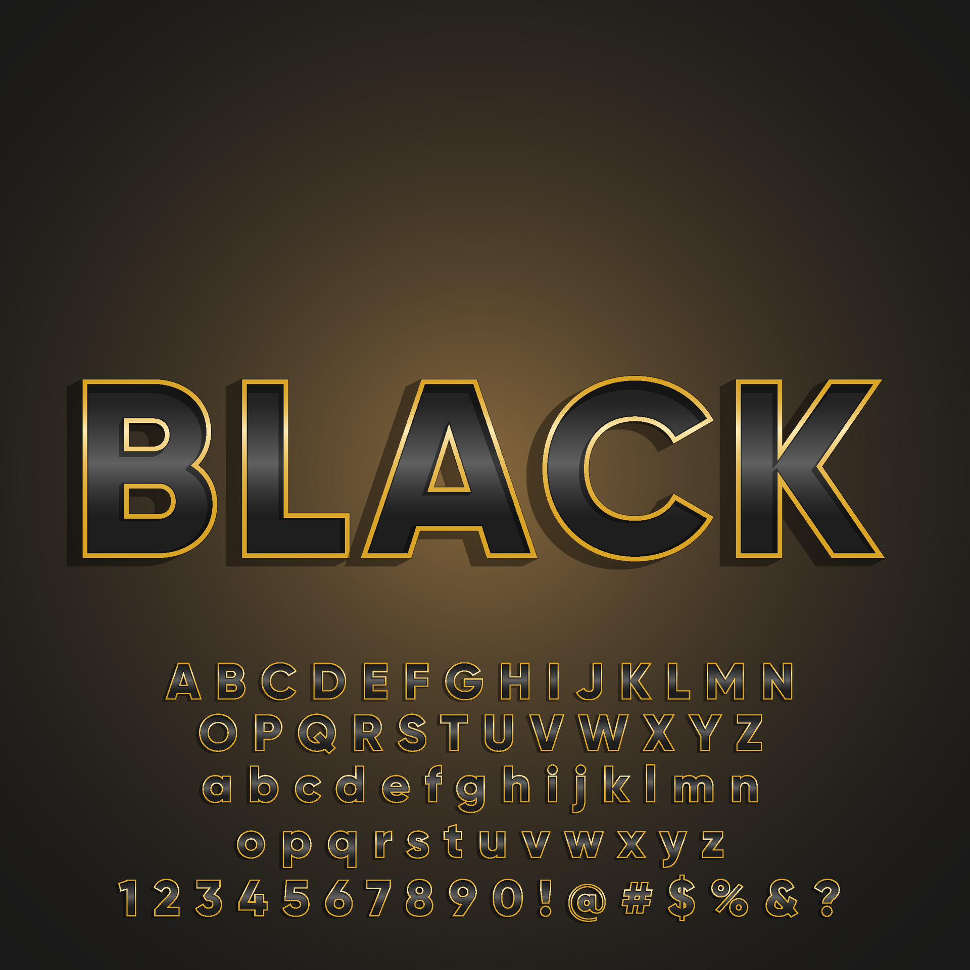 Black luxury shining gold metallic text effect alphabet letter ...