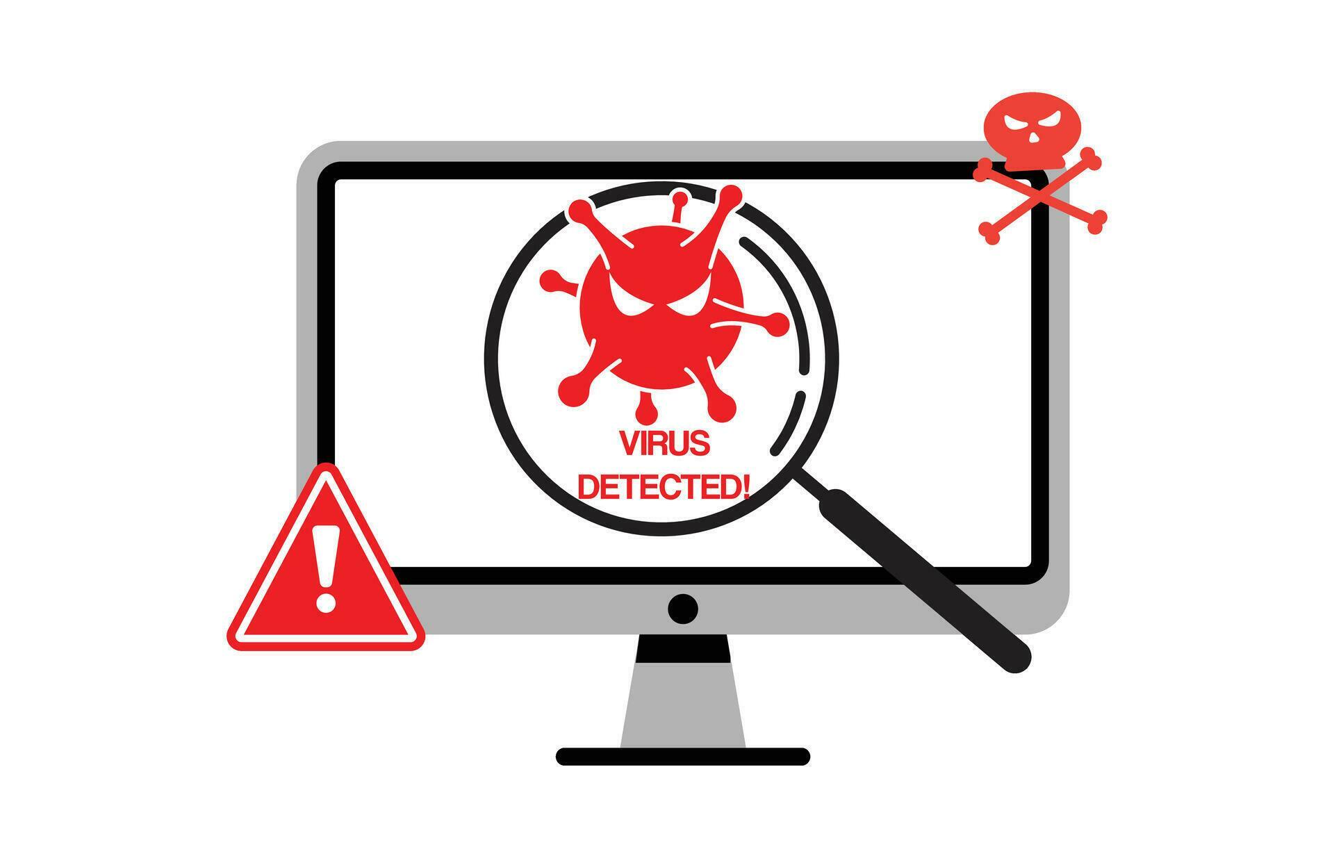 computer monitor malware virus and bugs detected illustration with ...