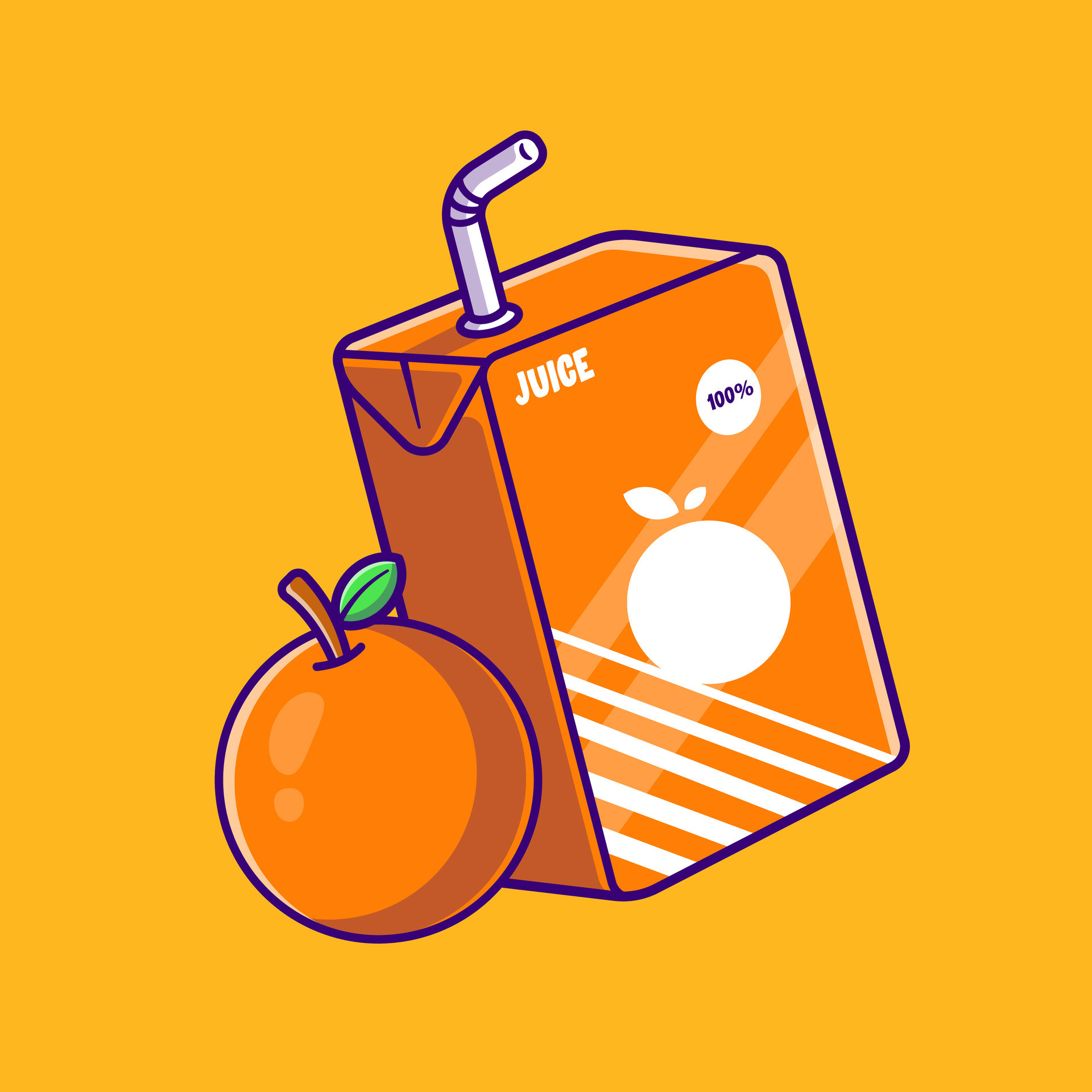 Orange Juice Box Cartoon Vector Icon Illustration Food And Drink Icon Concept Isolated Premium