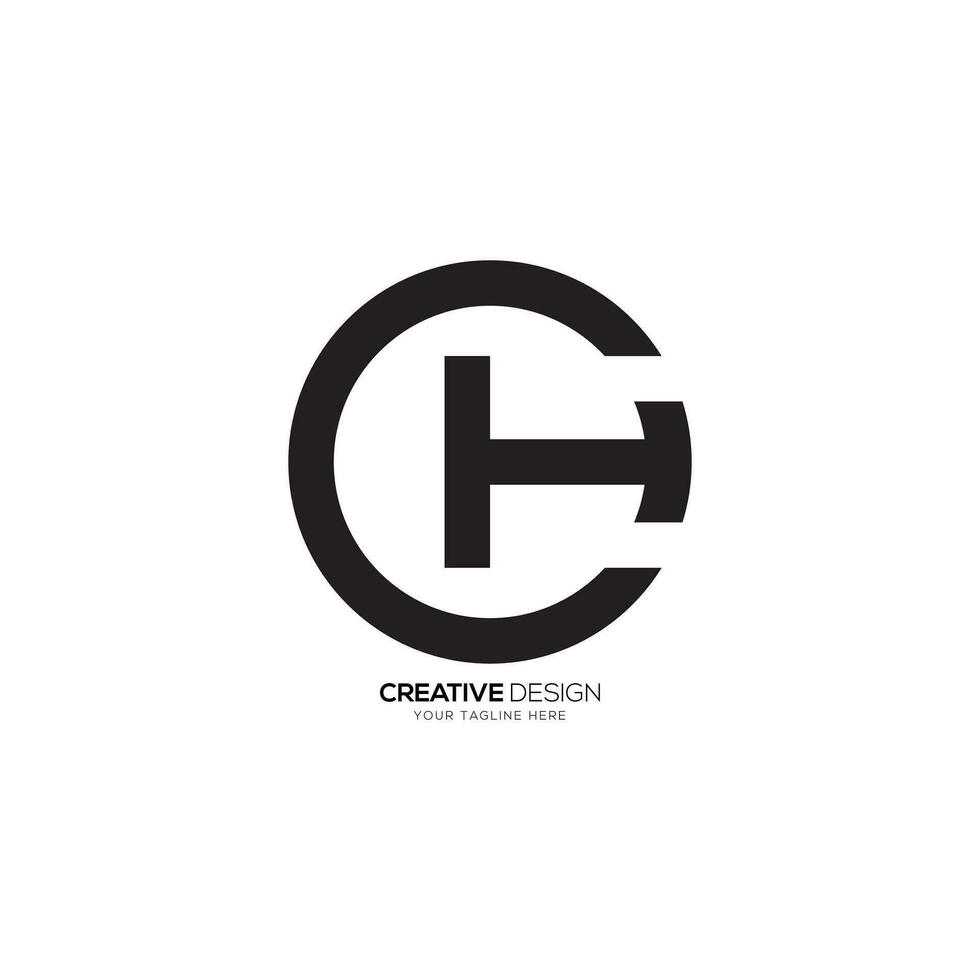 Redondeado Letra Ch O Hc Creativo Tipografía Circulo Forma Monograma Logo Hc Logo Ch Logo