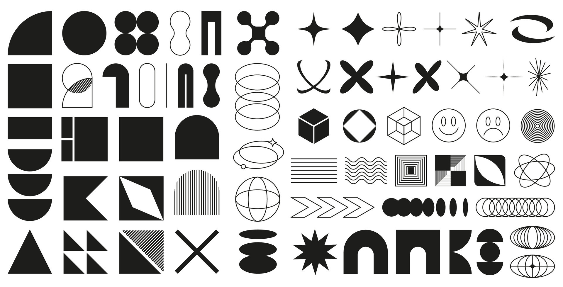 Brutalist design abstract monochrome geometric shapes, lines, grids ...