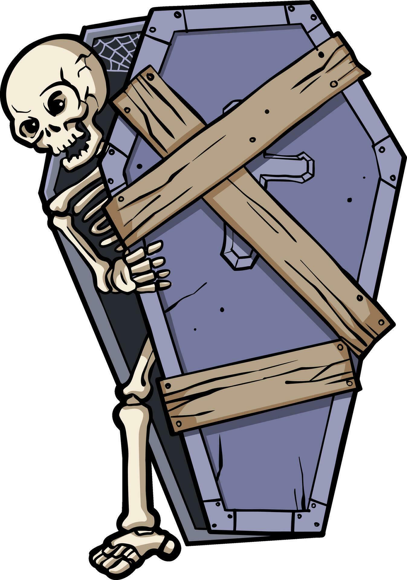 skeleton wake up from coffin in halloween 25424649 Vector Art at Vecteezy