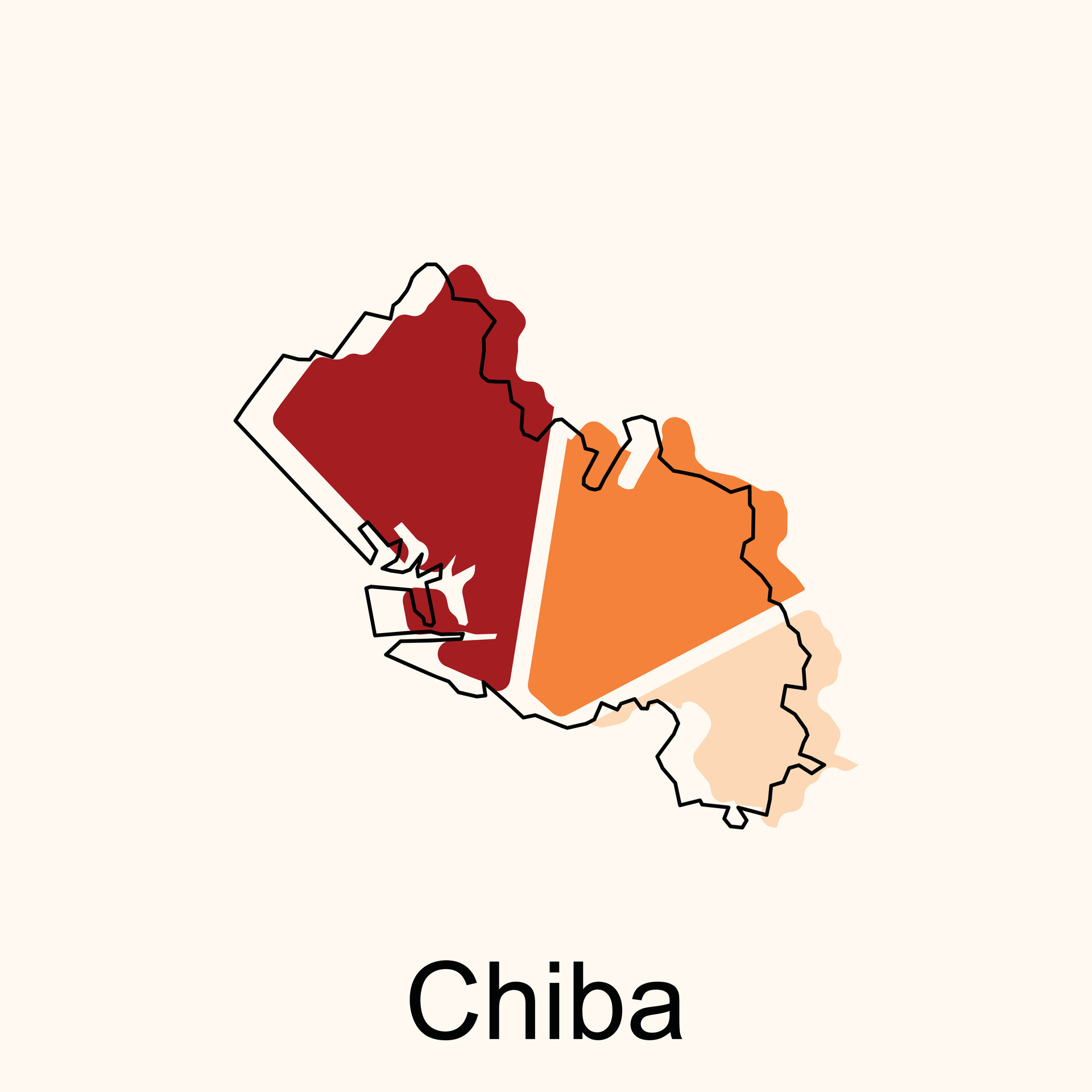 Vector Mapa De Chiba Moderno Describir Alto Detallado Vector Mapa Japón Ilustración Vector