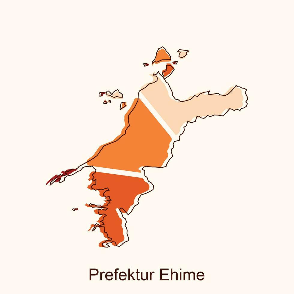 Vector Map Of Prefektur Ehime Modern Outline High Detailed Vector Map Japan Illustration Vector