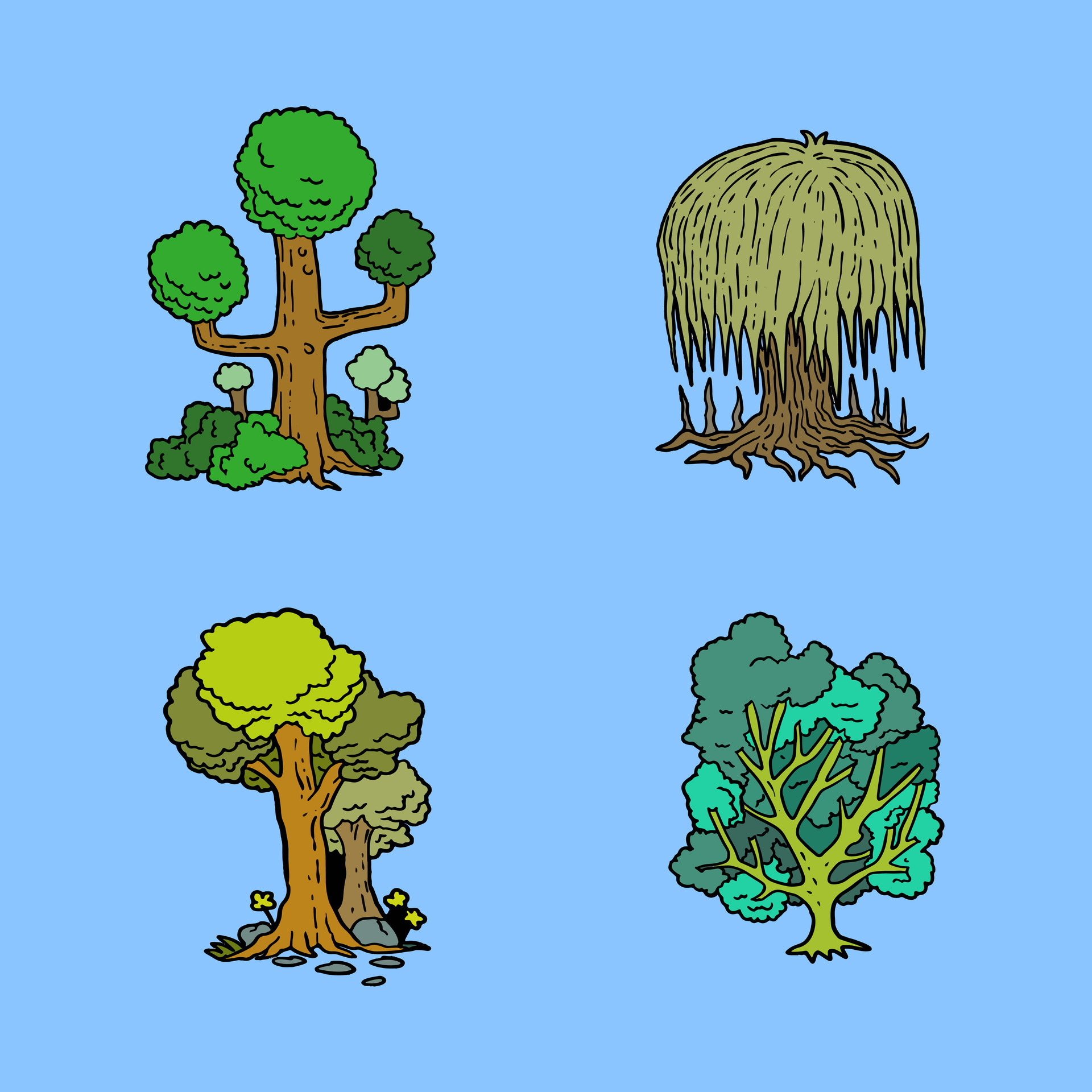 tree set vector element design 25432053 Vector Art at Vecteezy