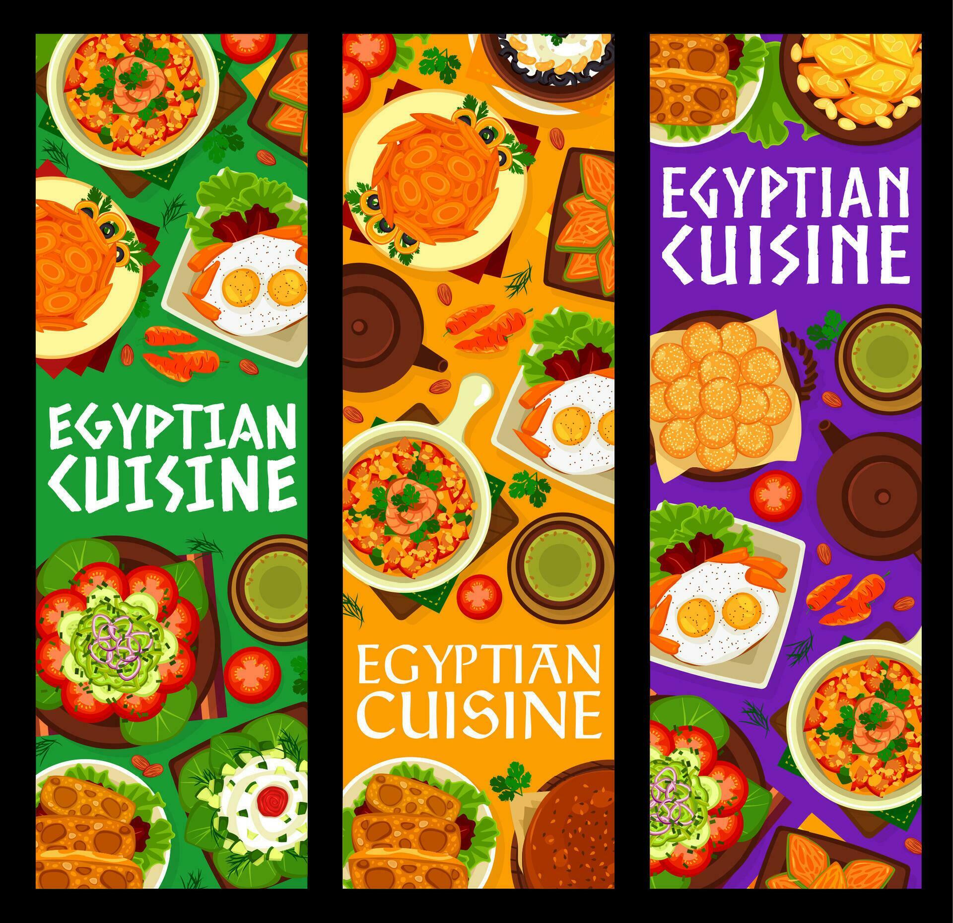 Egyptian cuisine restaurant meals vector banners 25432257 Vector Art at ...