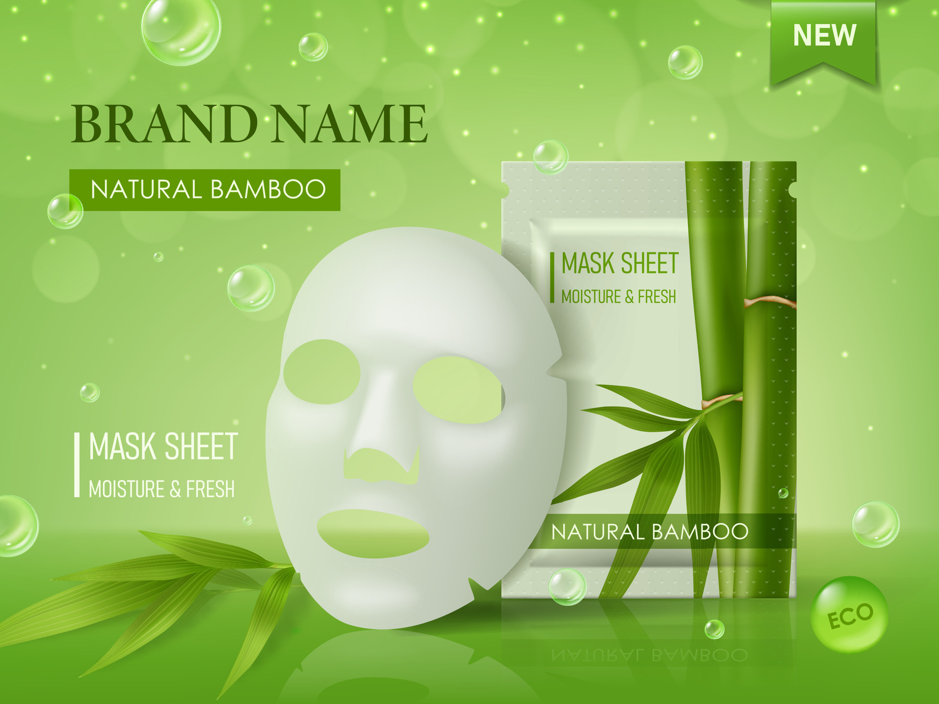 Facial Cosmetic Mask Sheet Package With Bamboo 25432583 Vector Art At