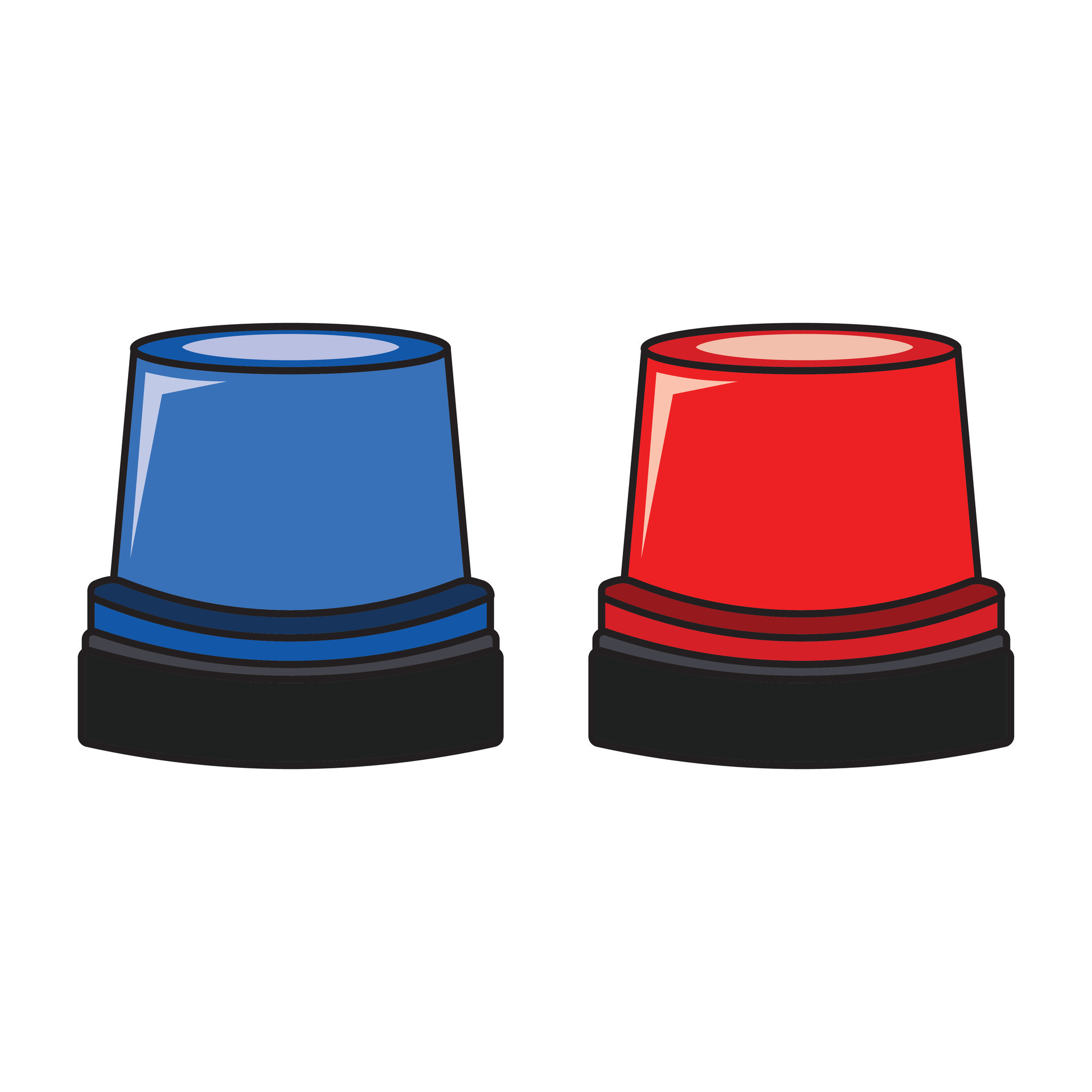 kids drawing Vector illustration Police flasher, siren vector set. Red ...