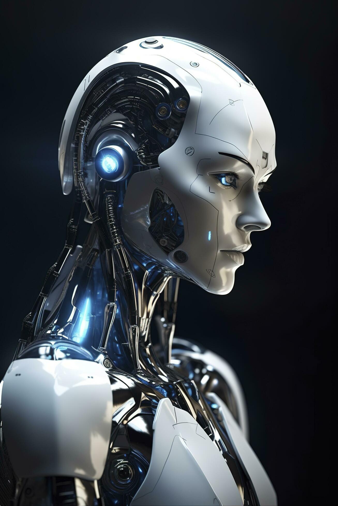 Chatgpt A Thinking Robot A Humanoid Robot Faces Close Up Futuristic Modern Tech Chatbot