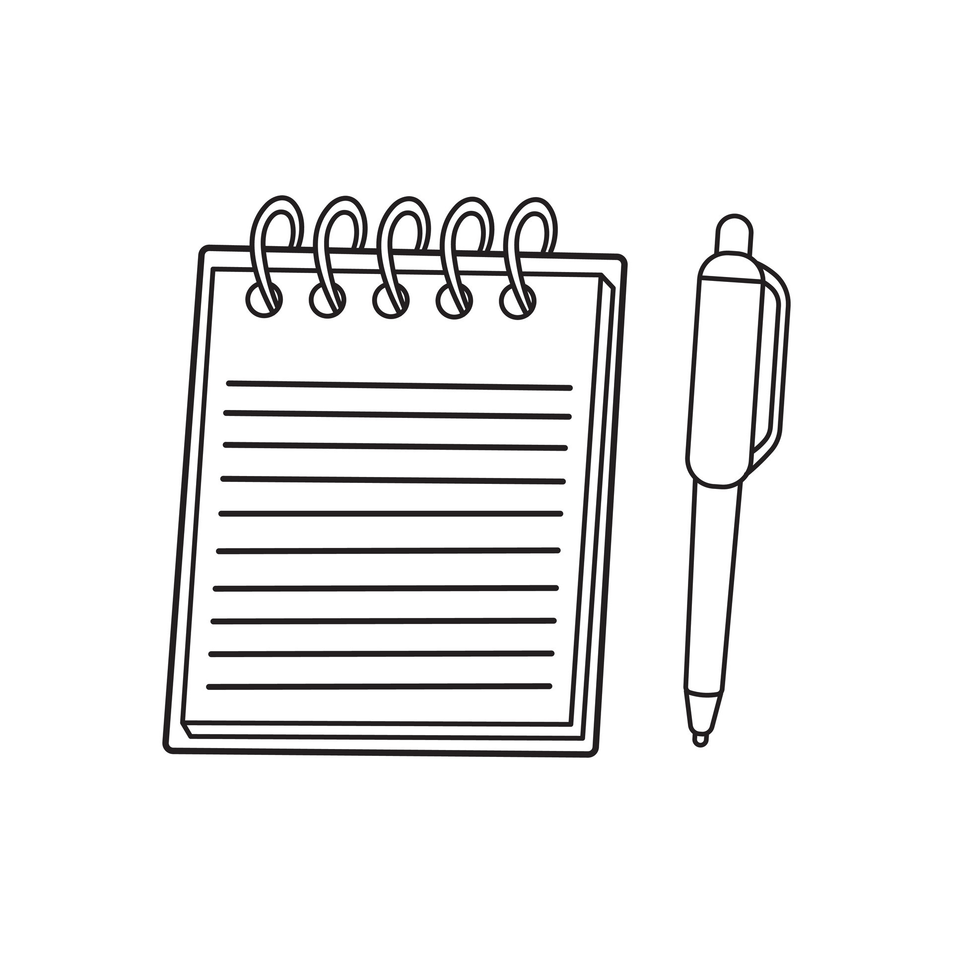 Hand Drawn Kids Drawing Vector Illustration White Notebook And Pen Flat