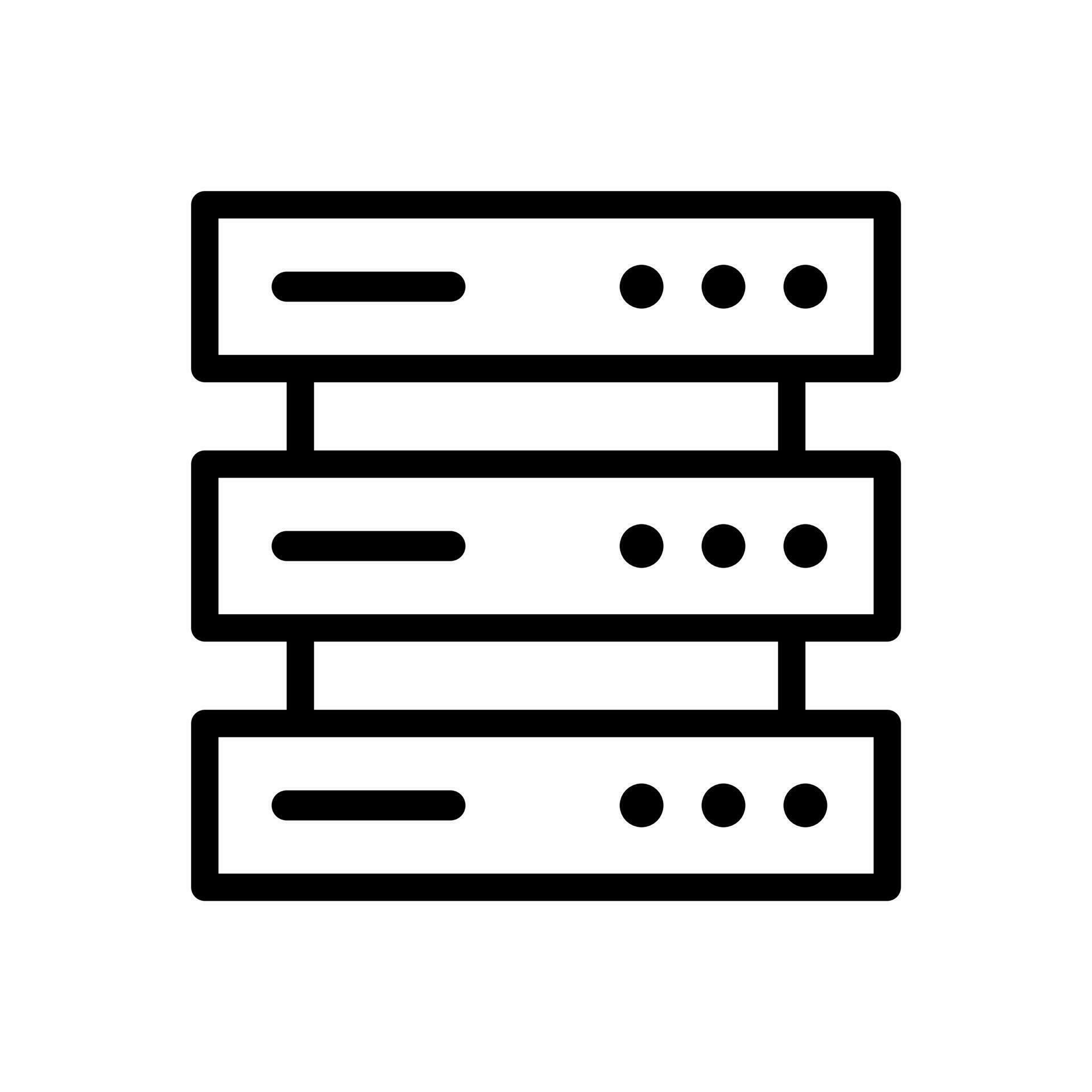 Server, database icon in line style design isolated on white background ...