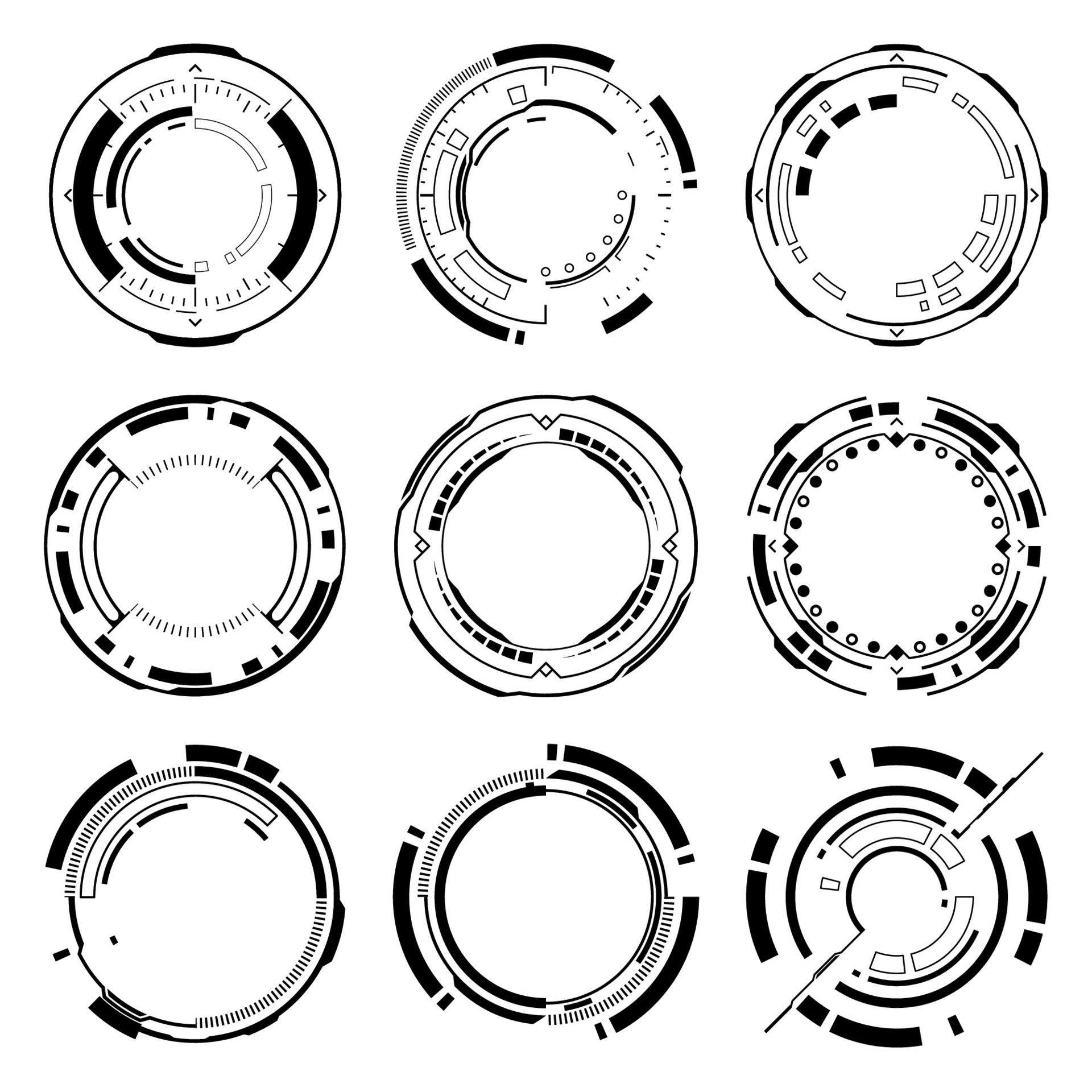 Vector futuristic circleframe sci fi element. HUD focus sci-fi circular ... Vector futuristic circleframe sci fi element. HUD focus sci-fi circular ...